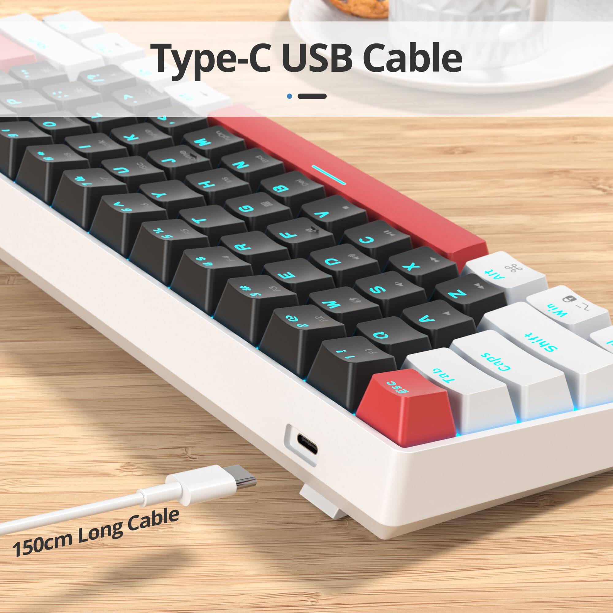 HM 1810 60 Mechanical Gaming With Linear Red Wired Mini Compact 60 ...