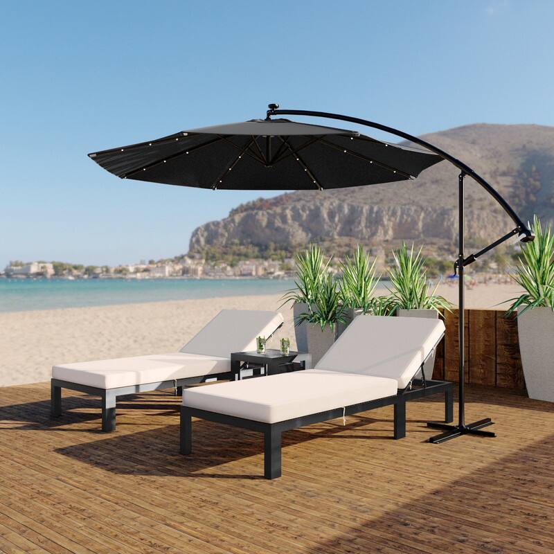 LeisureMod Willry Solar Powered Patio LED Umbrella with Crank and ...