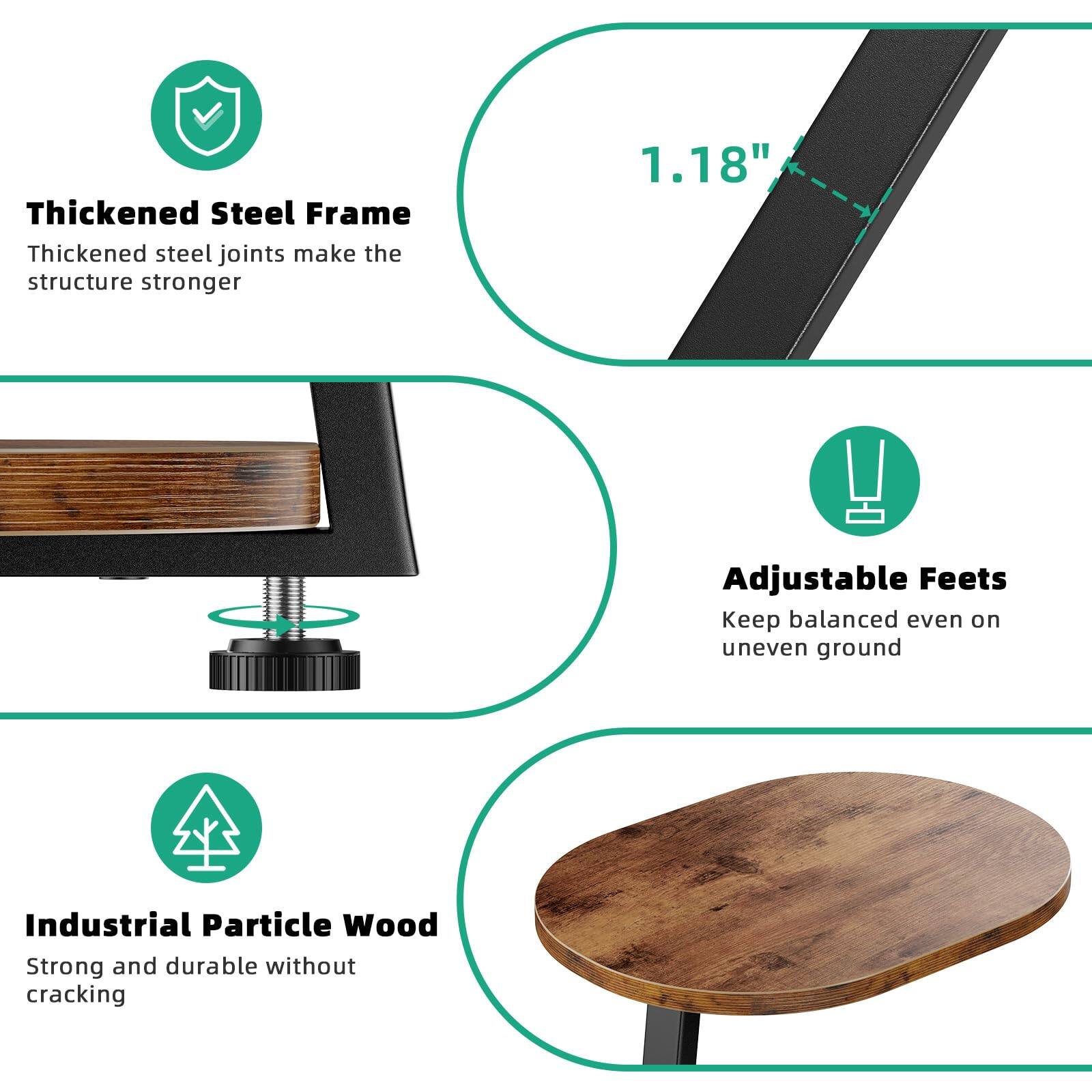 JETRANSPORT Side Table Small End With Metal Frame 3 tier Bedside Tables ...