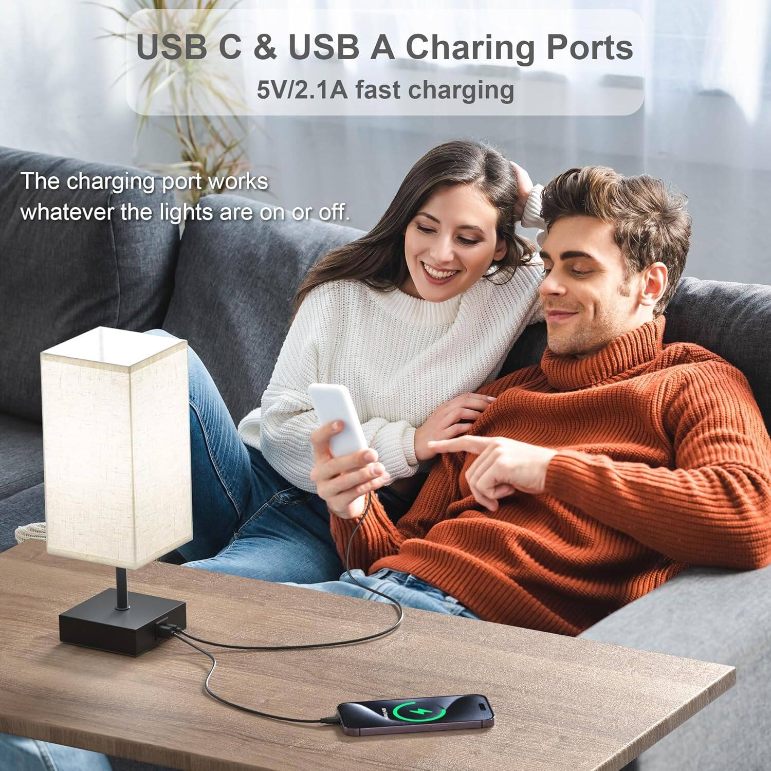 Stamp n Camp hansang Table Lamp Touch Bedside Lamps 3 Way Dimmable USB ...
