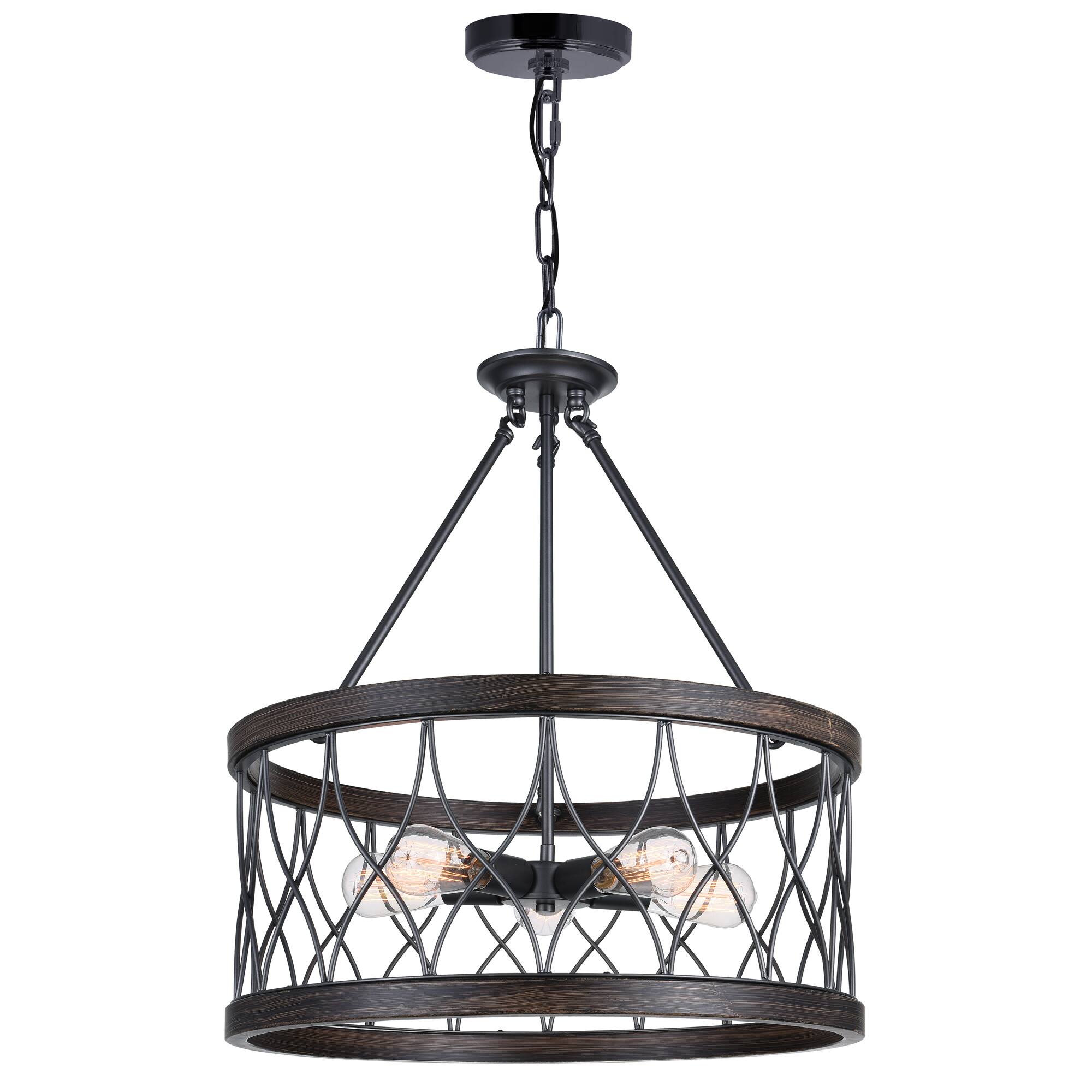 CWI Lighting Amazon 5 Light Drum Shade Chandelier With Finish Gun Metal ...