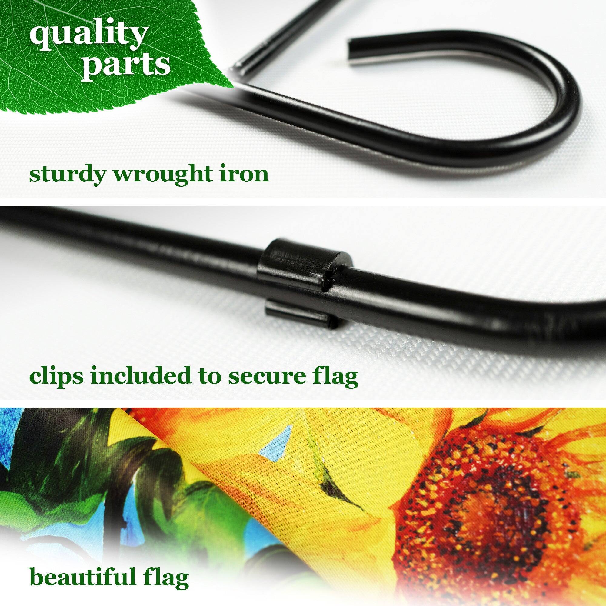 G128 Combo Pack: Garden Flag Stand 36 x 16 in & Welcome Sunflowers 12 x ...