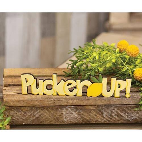 BreeBe Pucker Up! Wooden Word Cutout Sitter Yellow G37073 - Best Buy