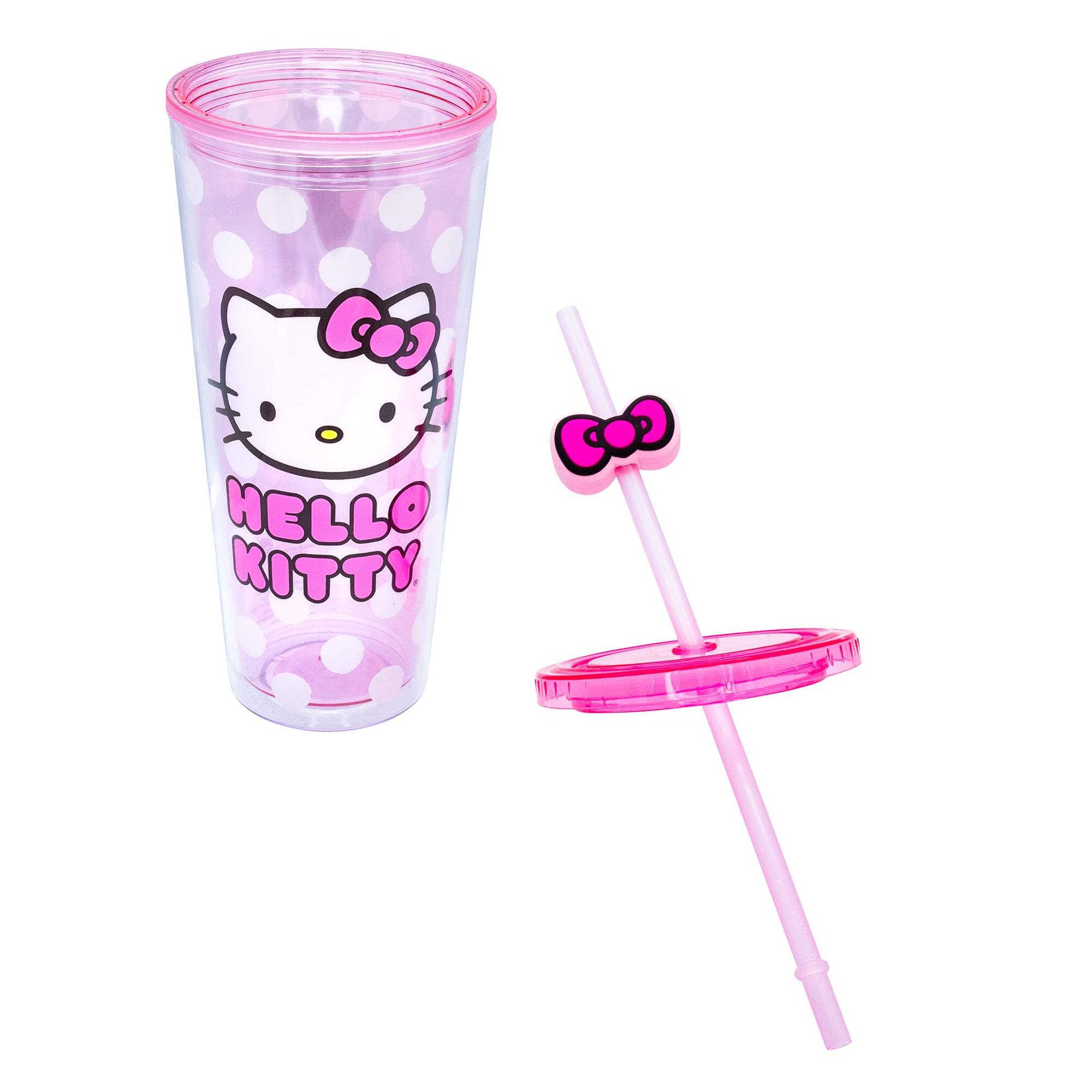 Silver Buffalo Sanrio Hello Kitty Face Carnival Cup With Lid and Topper ...