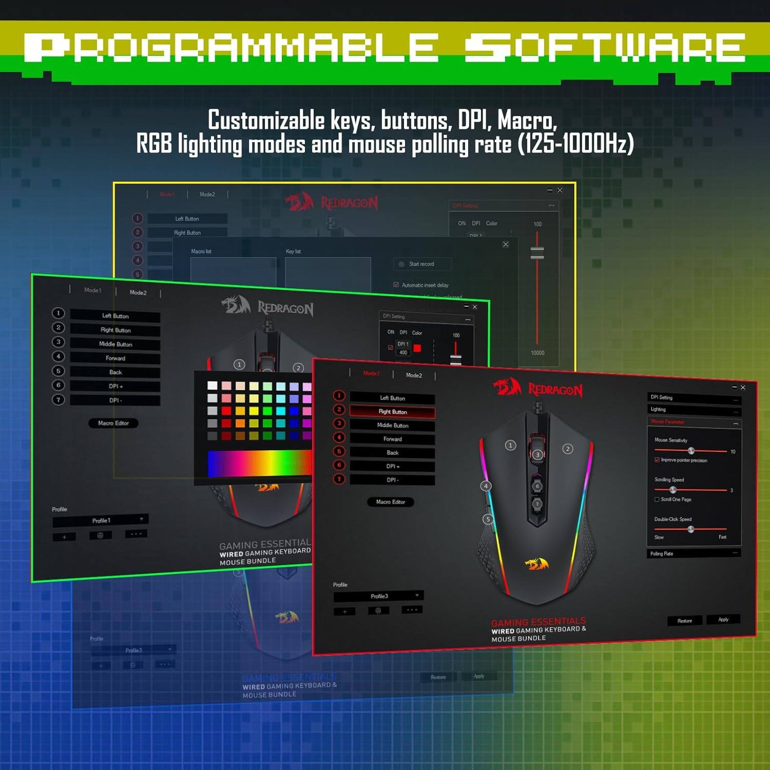 REDRAGON S107 RGB BA Gaming Keyboard and Mouse Combo, RGB Backlit ...