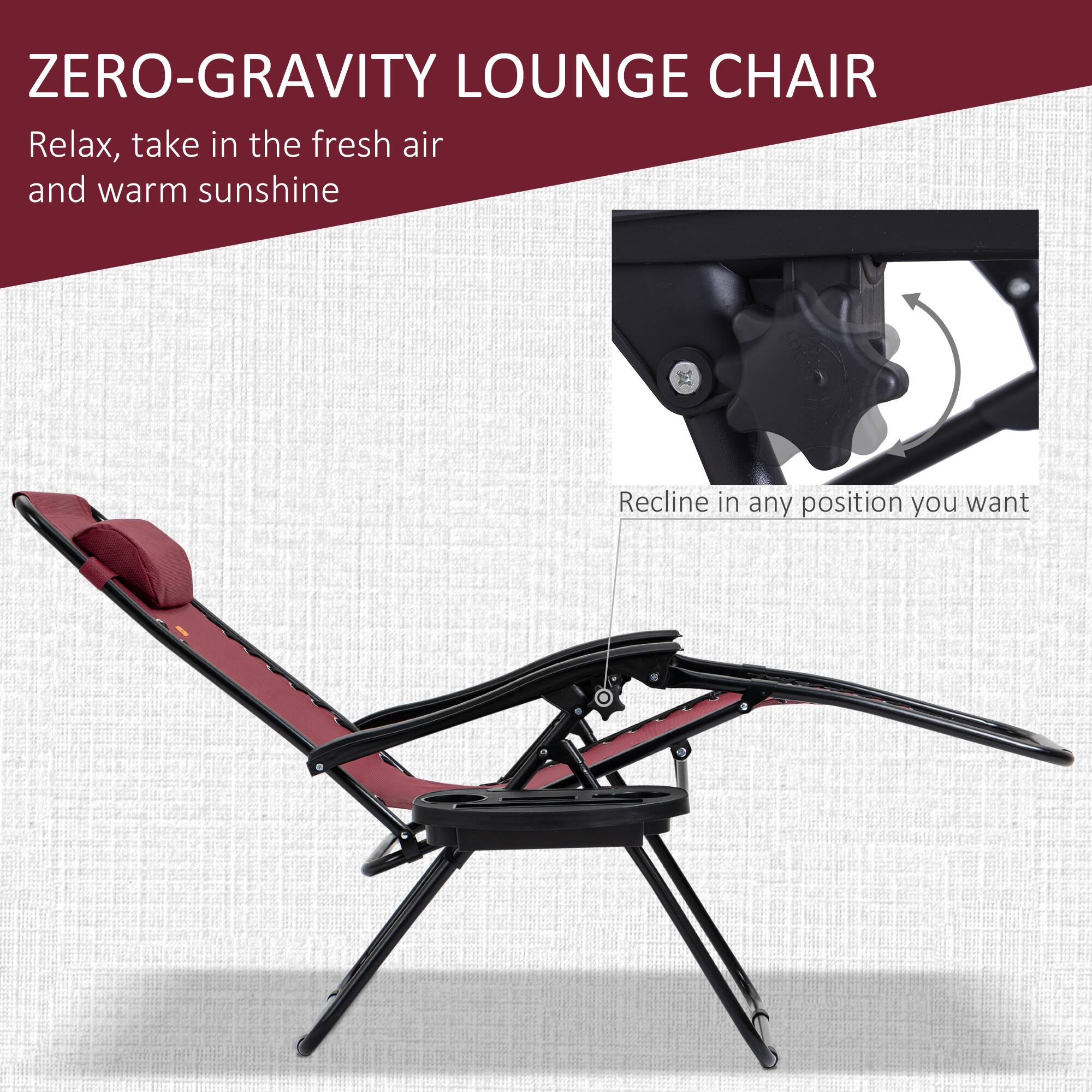 Outsunny Zero Gravity Chair Set with Side Table, Folding Reclining ...