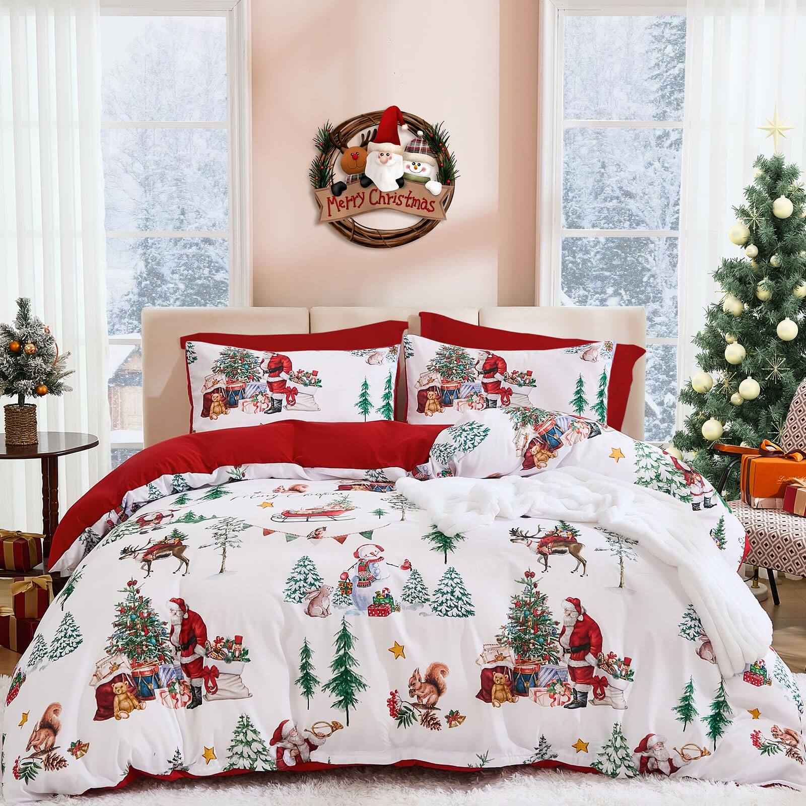 Dapper Styles Christmas Comforter Set Reindeer Bed In A Bag Vintage ...