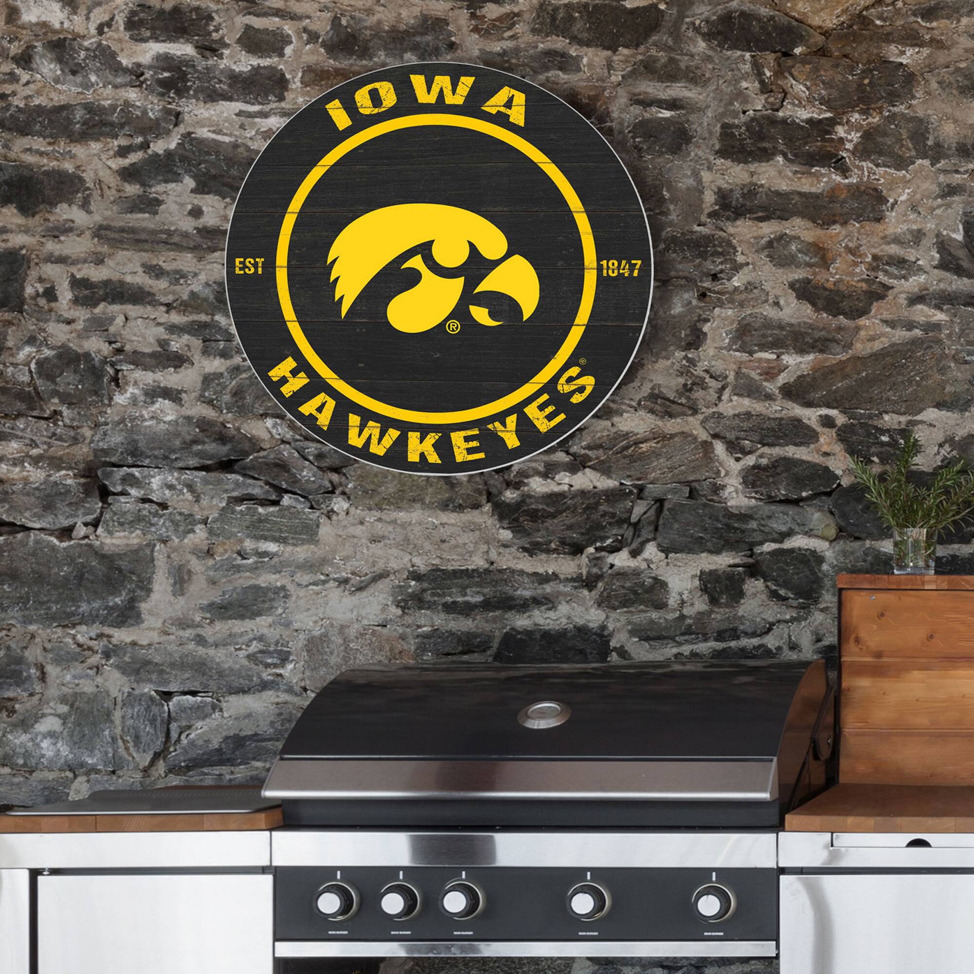Jardine Iowa Hawkeyes 20'' x 20'' Indoor/Outdoor Circle Sign Black ...