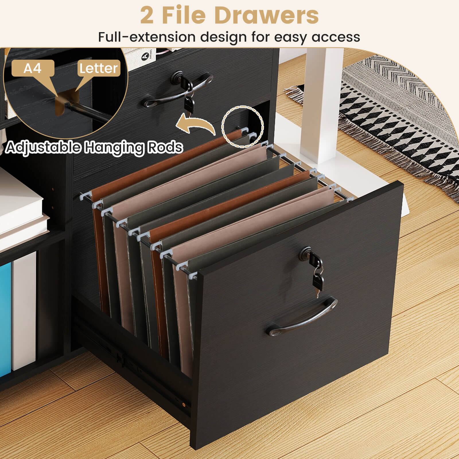 Costway File Cabinet with Lock 4 Drawers Fits Files A4/Letter Size ...
