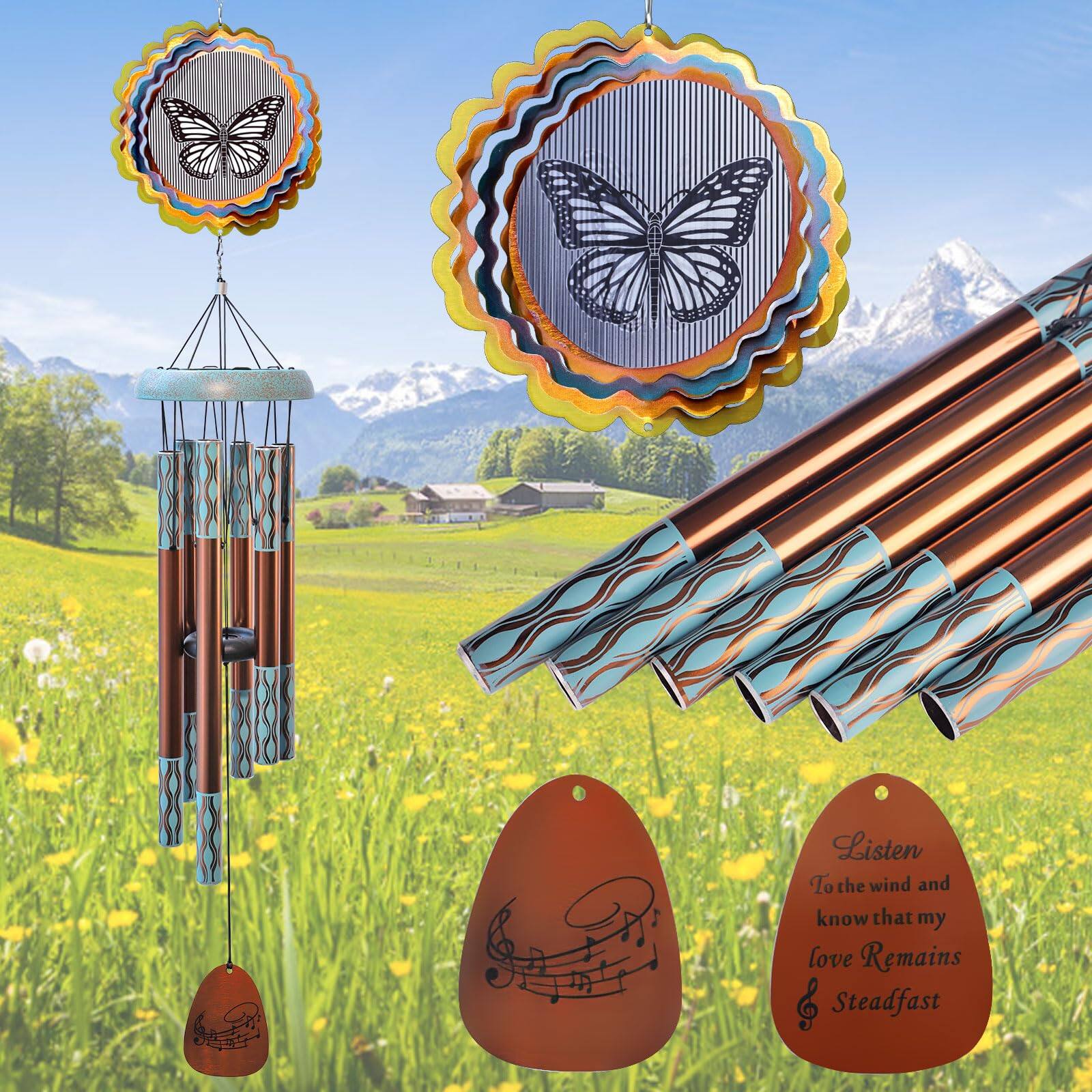 Fabibe Wind Chimes For Outside With Spinner Mandala Lucky Star 33 ...