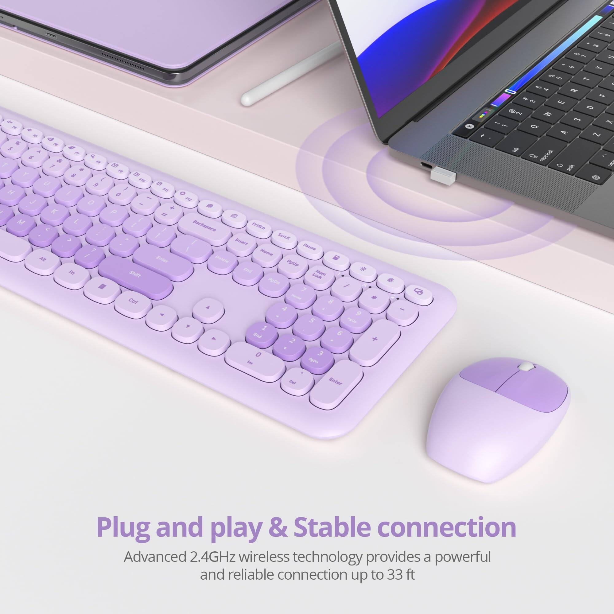 HM 1810 Quiet Purple Wireless And Mouse 2 4ghz Retro Cute Typewriter ...