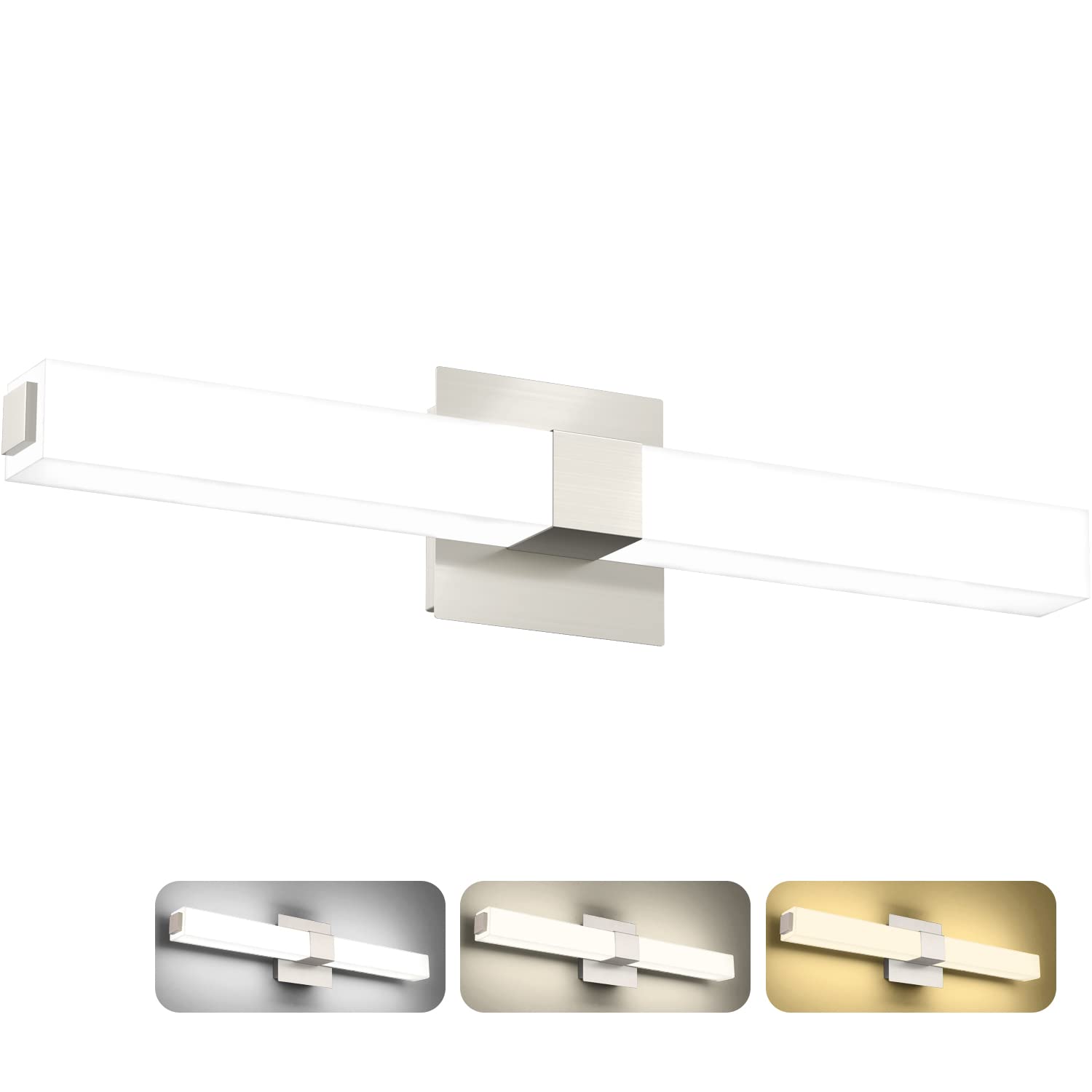 Earthley Blooms Led Bathroom Vanity Light Brushed Nickel Lights Modern ...