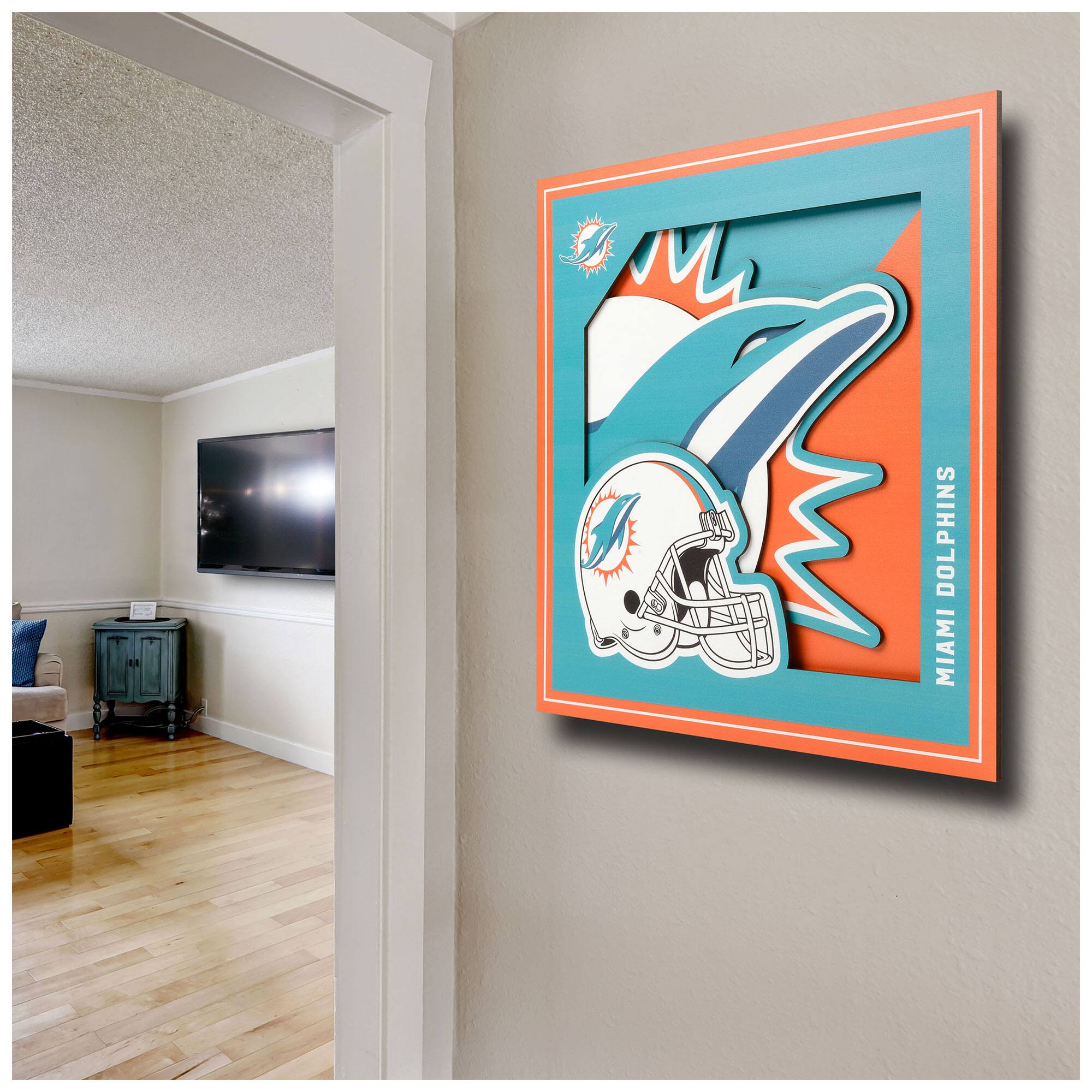 YouTheFan Miami Dolphins 12'' x 12'' 3D Logo Wall Art Multicolor ...