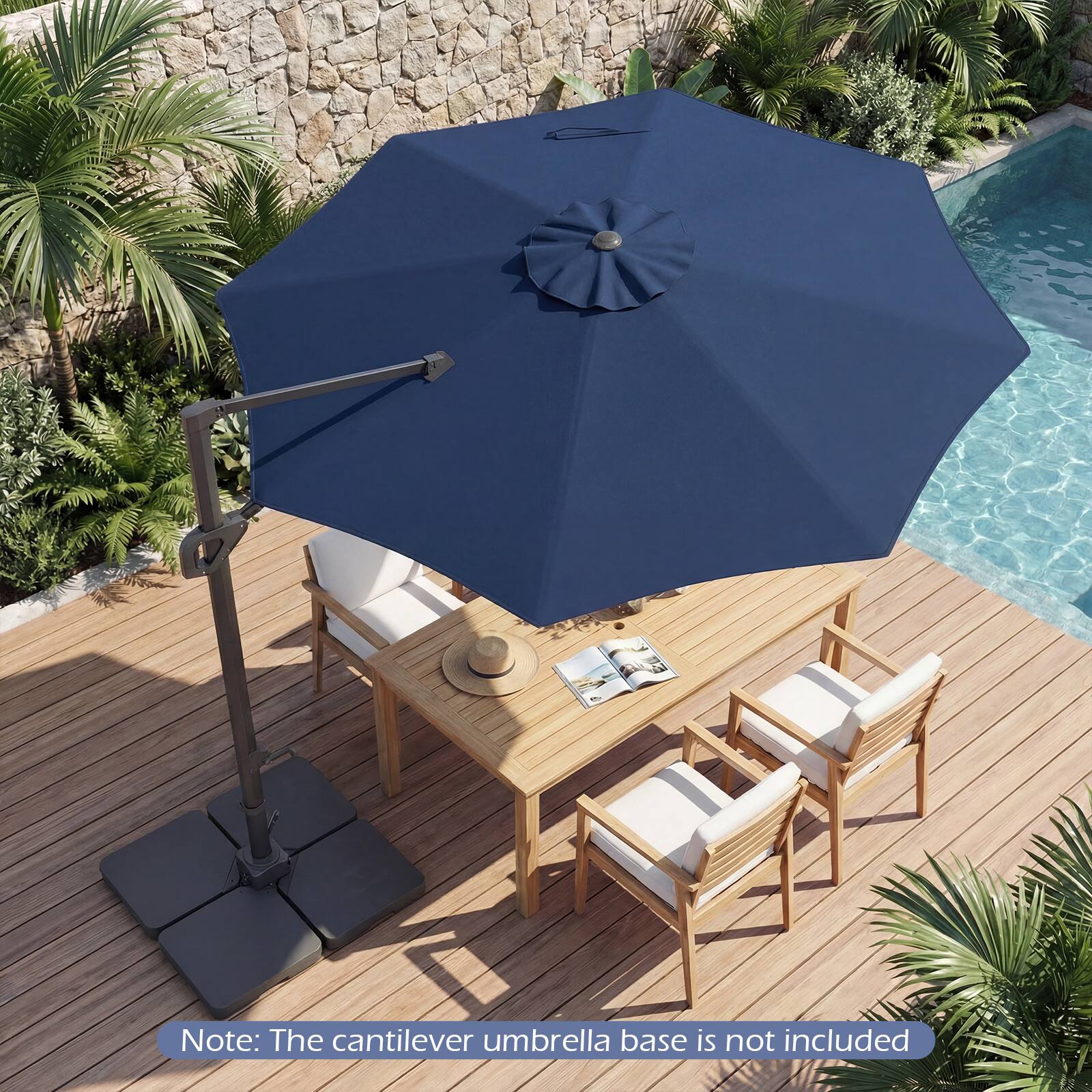 Costway 10 FT Patio Cantilever Umbrella with 360° Rotation, Easy Tilt ...