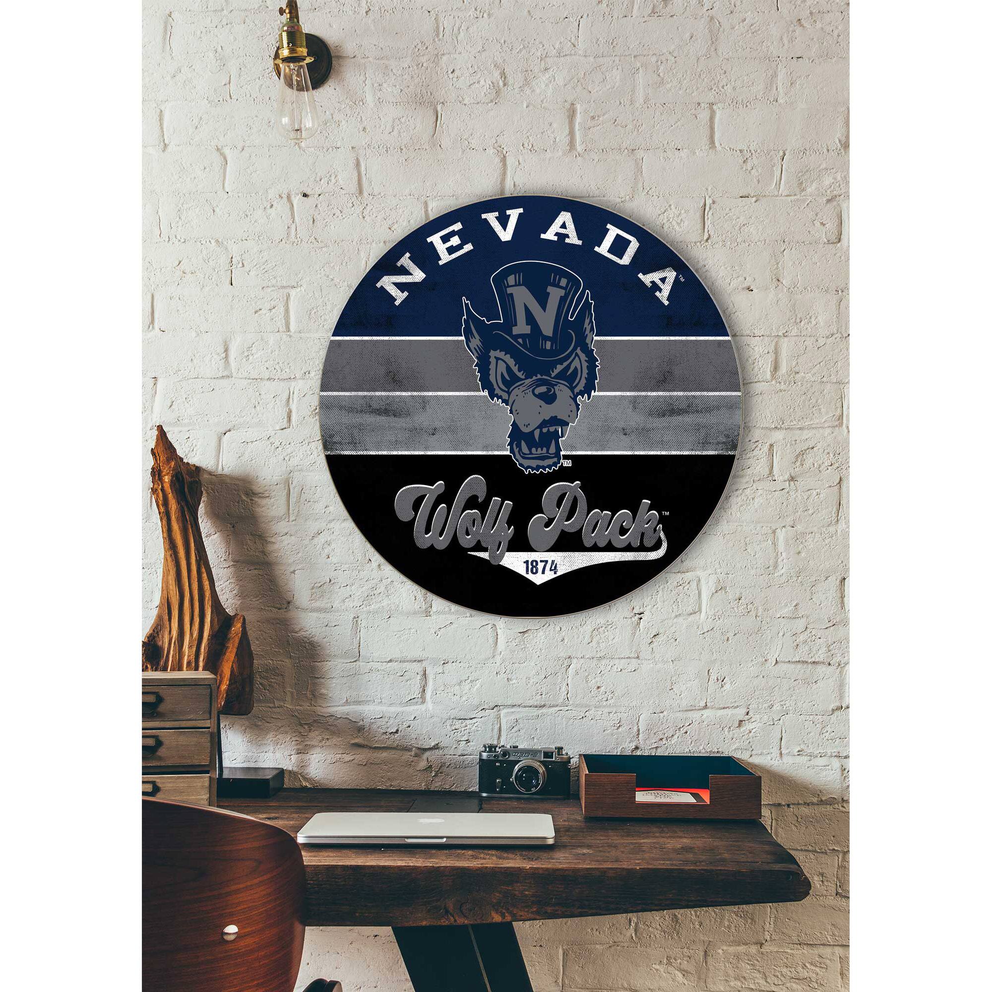 Jardine Nevada Wolf Pack 20'' x 20'' Retro Logo Circle Sign Navy ...
