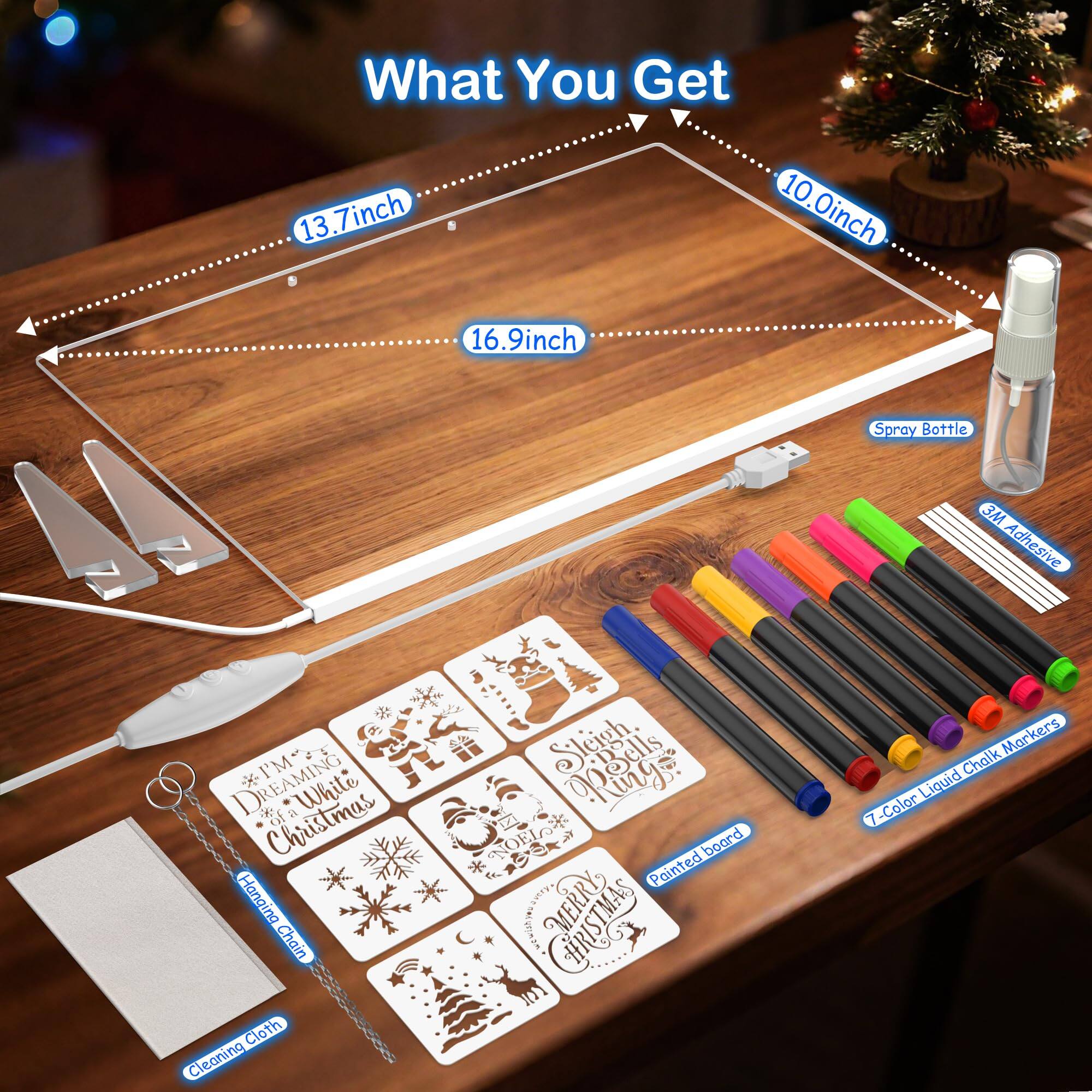 PARKER SLATER LED Board Dry Erase Light Drawing Note 13.7" 10" Led ...