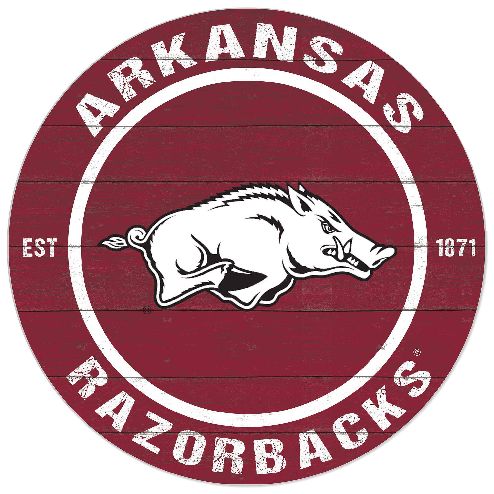 Jardine Arkansas Razorbacks 20'' x 20'' Indoor/Outdoor Circle Sign Red ...