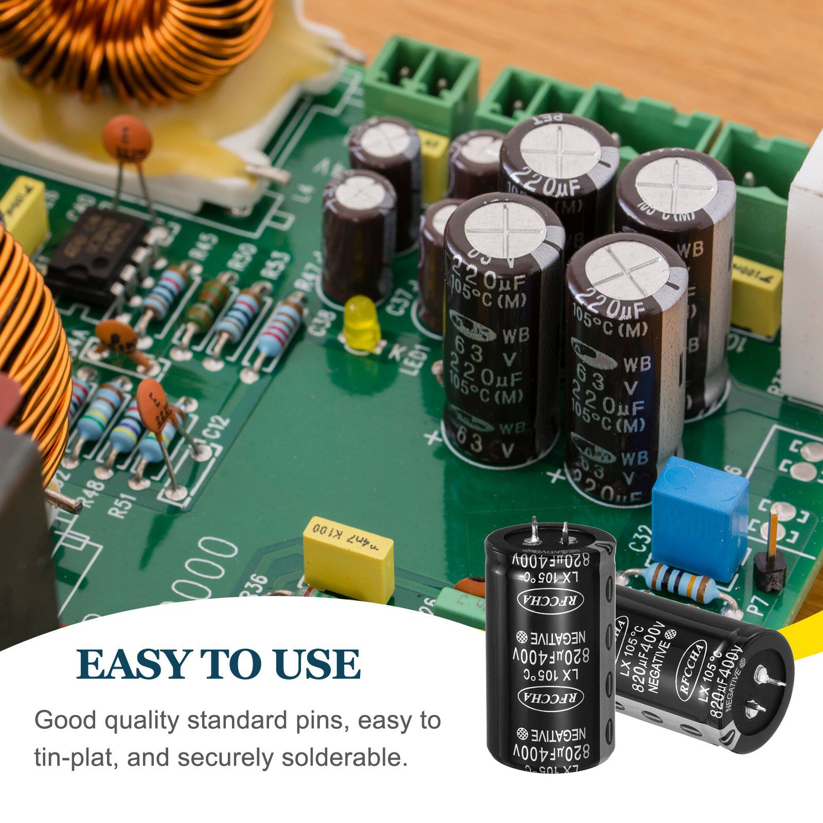 Unique Bargains 400V 820uF Snap in Electrolytic Capacitor, 2pcs, 61 ...