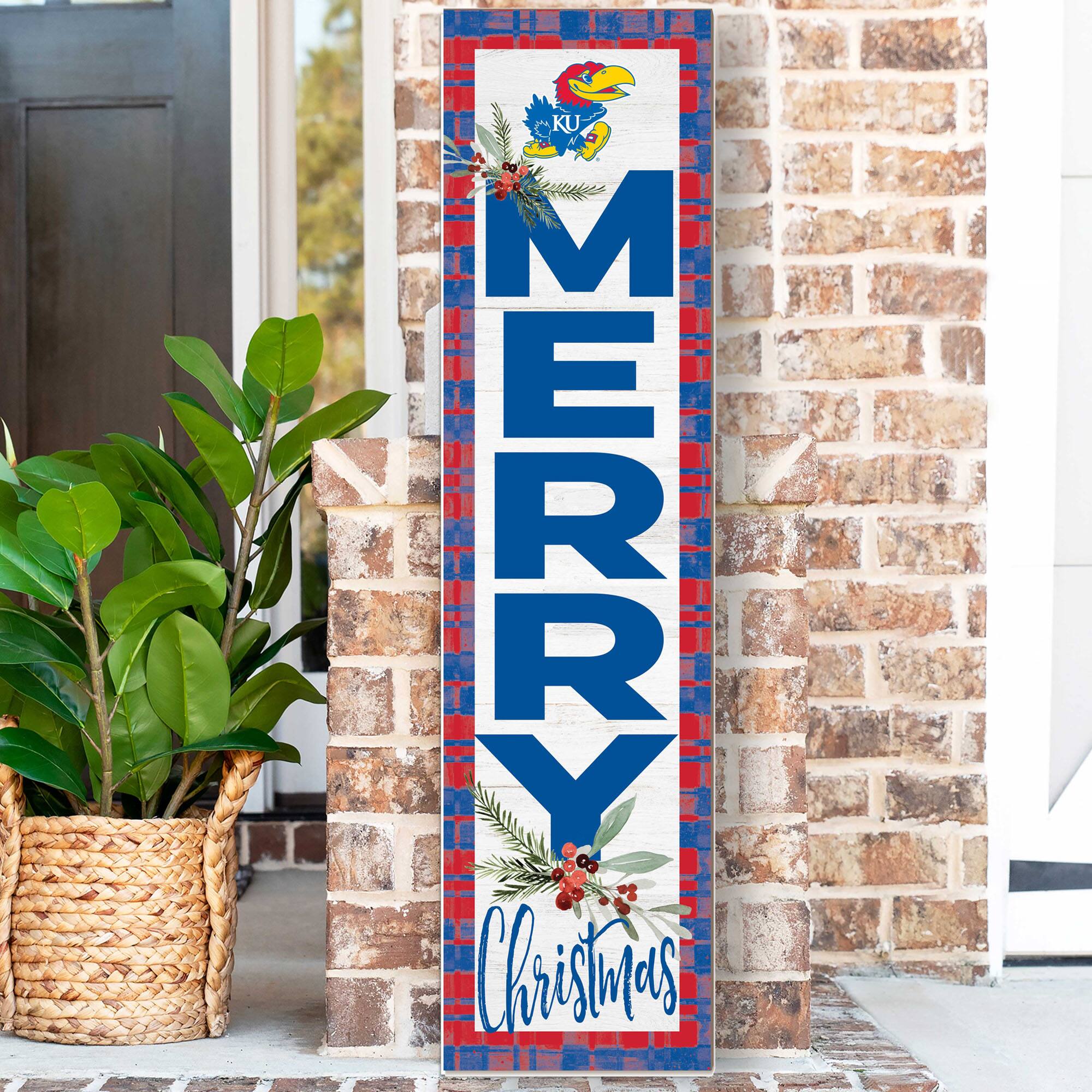 Jardine Kansas Jayhawks 12'' x 48'' Outdoor Christmas Leaner White ...