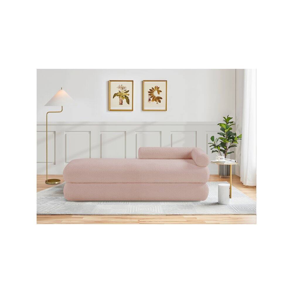Meridian Furniture Kennedy Faux Shearling Teddy Fabric Bench Pink ...
