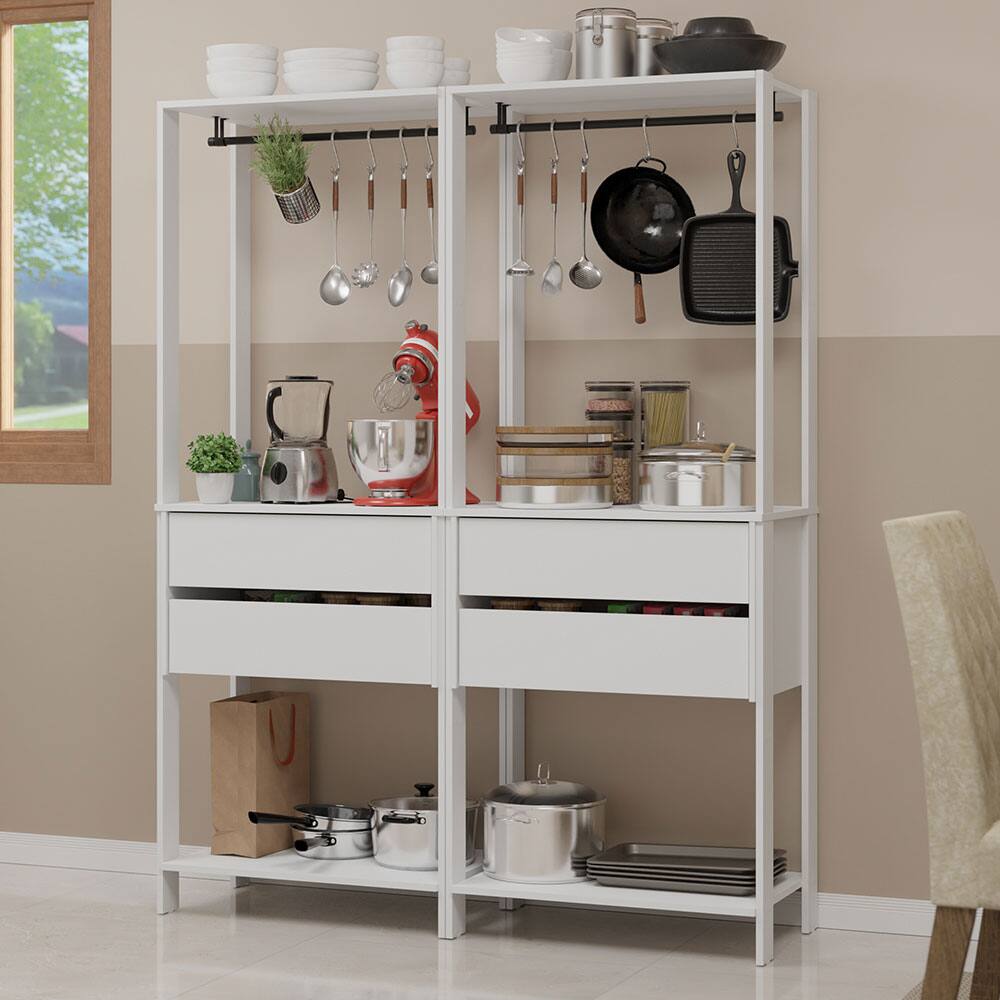 Madesa Kitchen Pantry Storage Rack with 4 Drawers and Hanging Spaces 55 ...