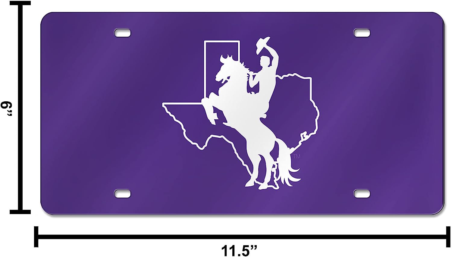Rico Industries Tarleton State Texans Purple Mirrored Laser Cut License ...