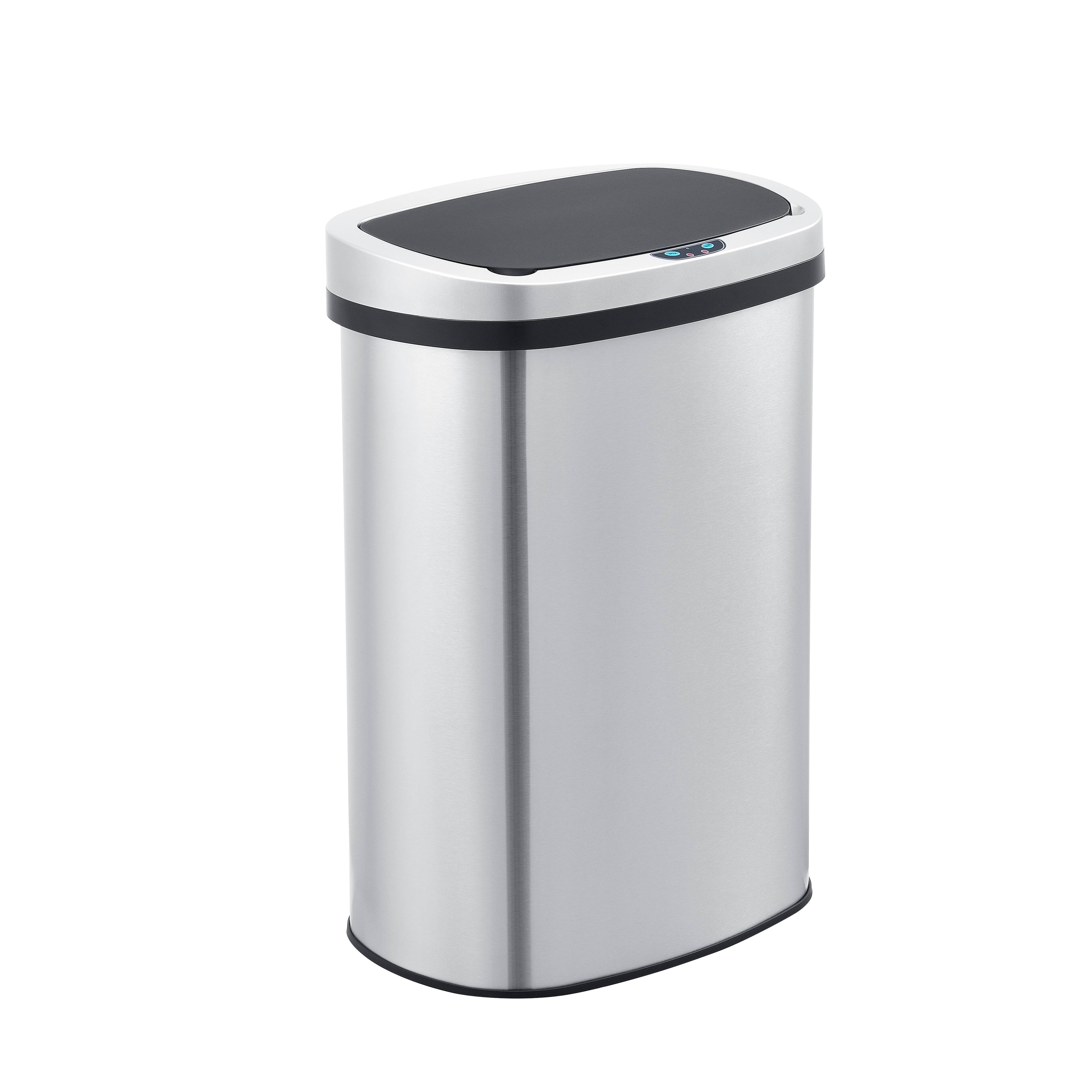 Innovaze 13 Gal./50 Liter Stainless Steel Oval Motion Sensor Trash Can ...