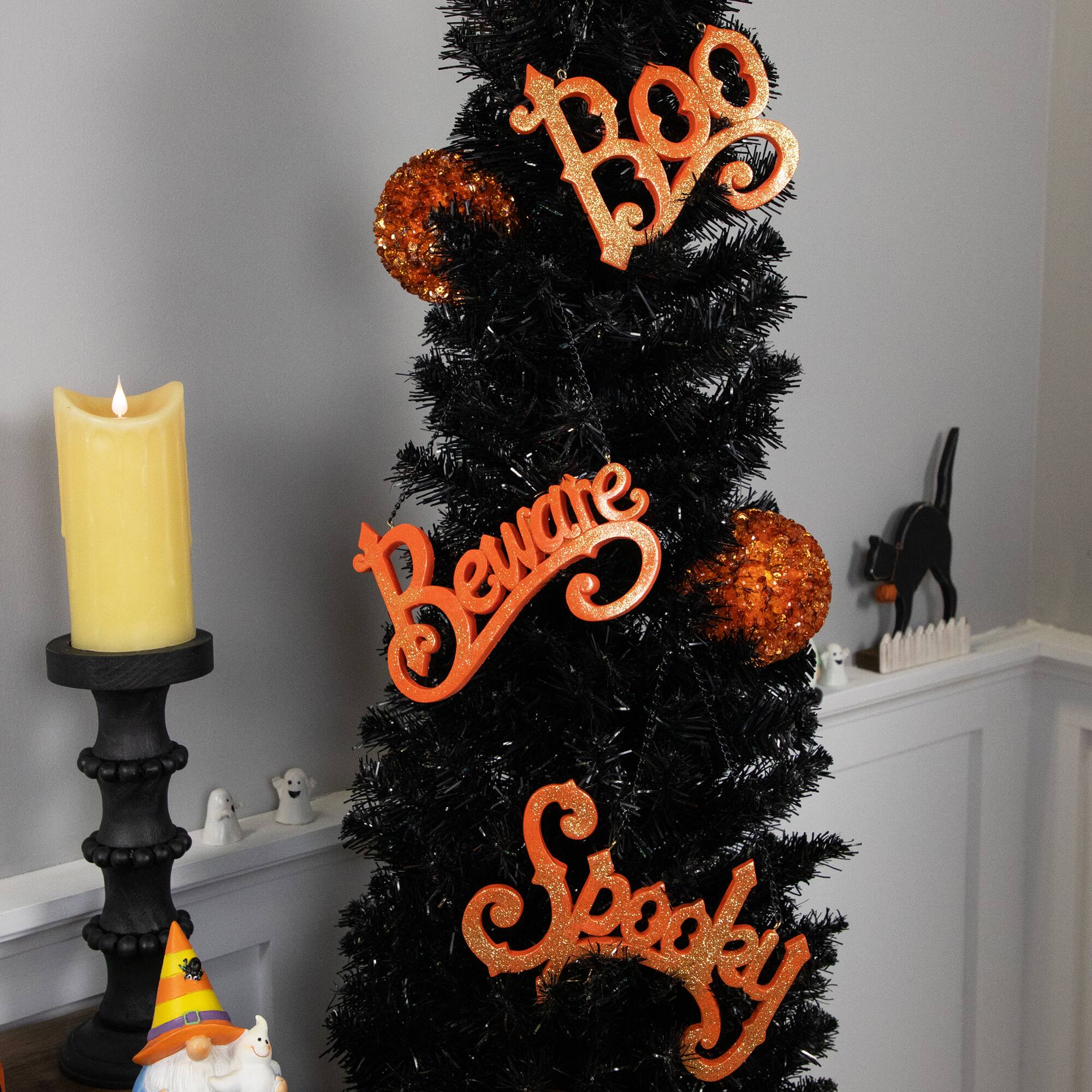 Northlight Boo, Spooky and Beware Hanging Halloween Signs 5.75" Set of ...