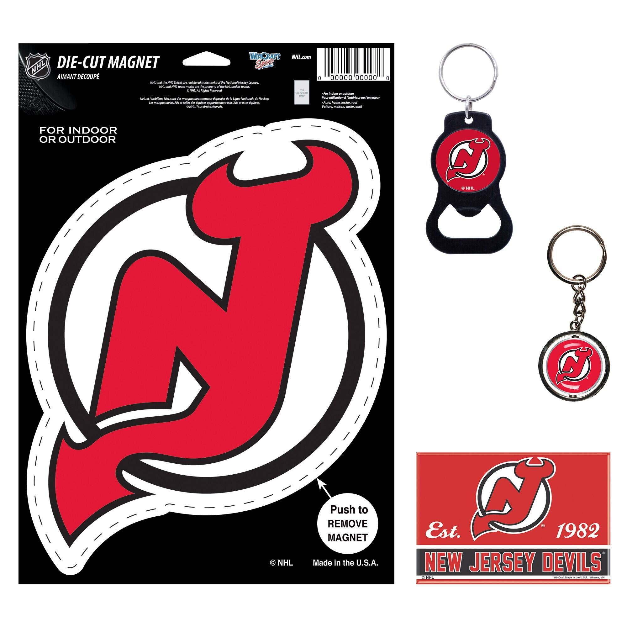 WinCraft New Jersey Devils 4 Pack Key Rings and Magnets Set Multicolor ...