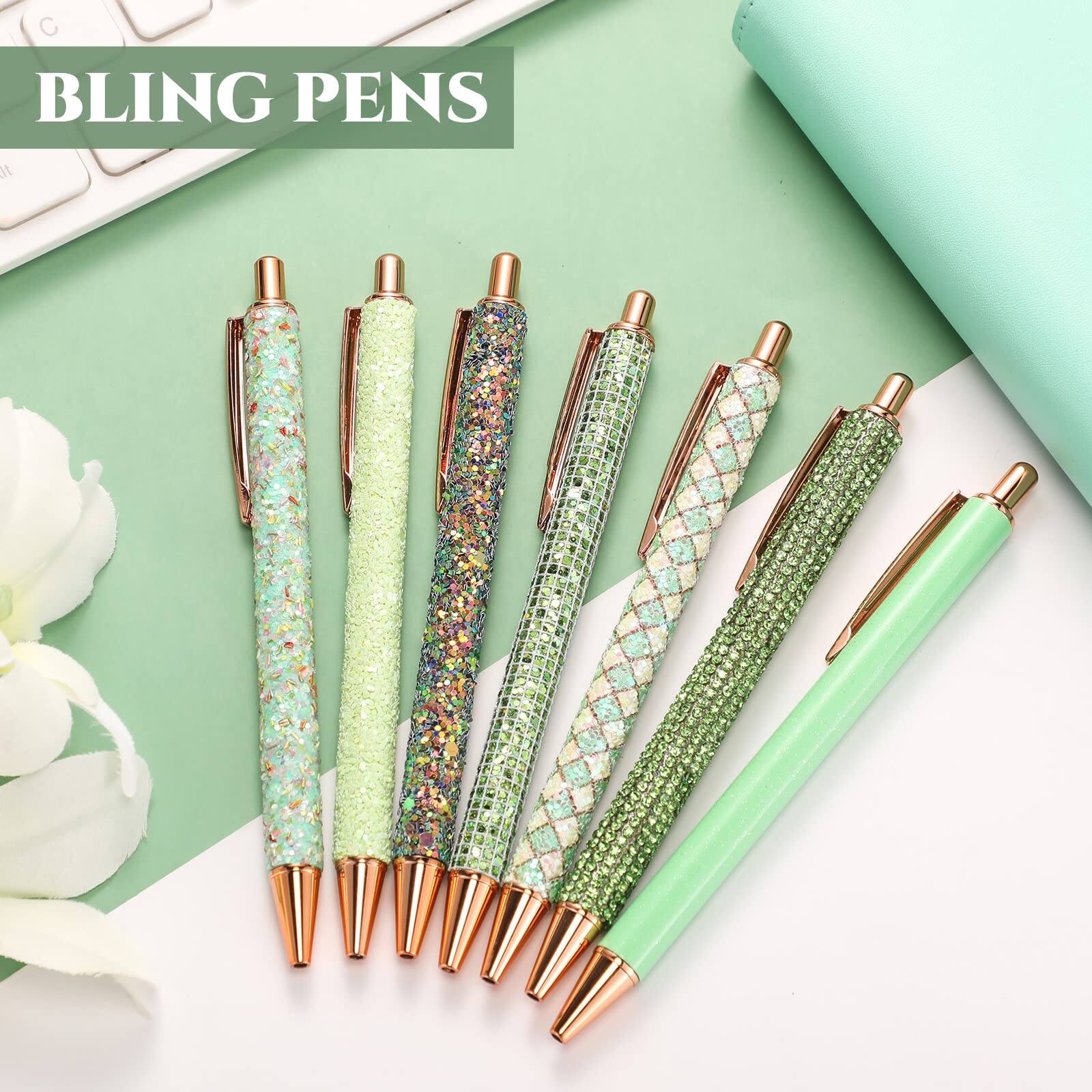 Paradigms Interiors 7 Fancy Pens For Women Cute Sparkly Glitter With 10 ...
