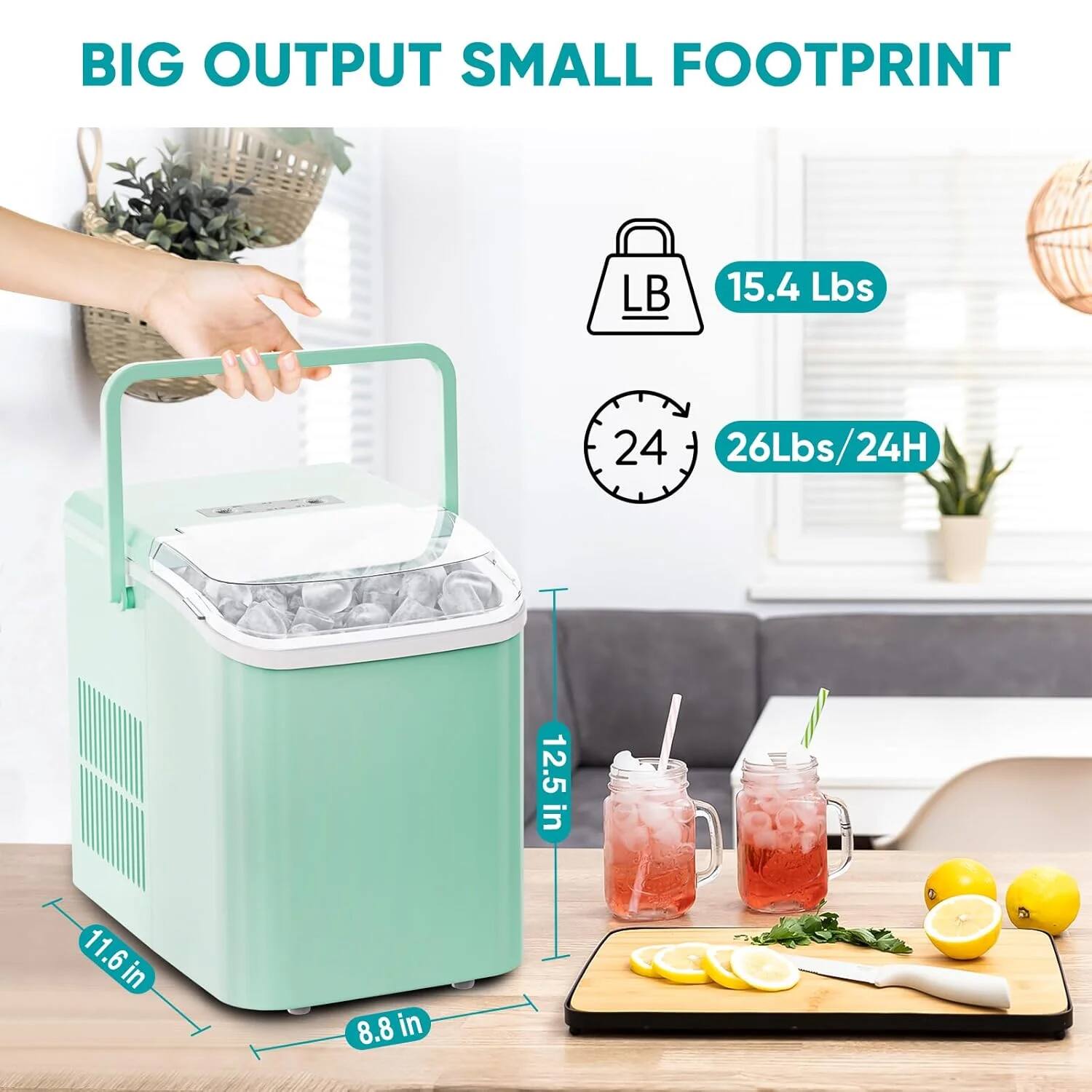 Sweet Countertop Ice Maker, Portable Ice Machine Countertops Green ...