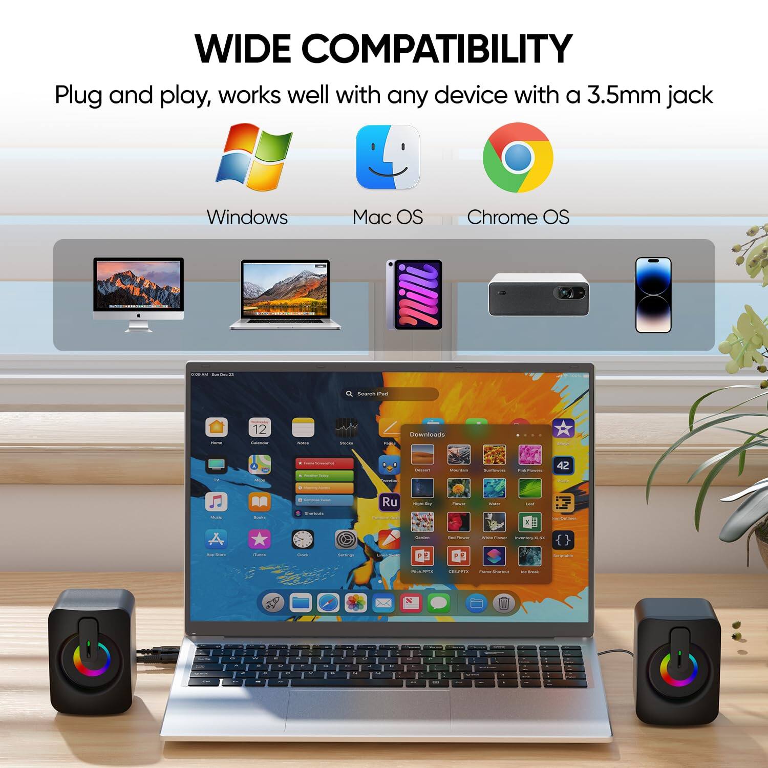 Cozy Serene Led Usb light Rgb Computer Speakers Usb powered Pc With 7 ...