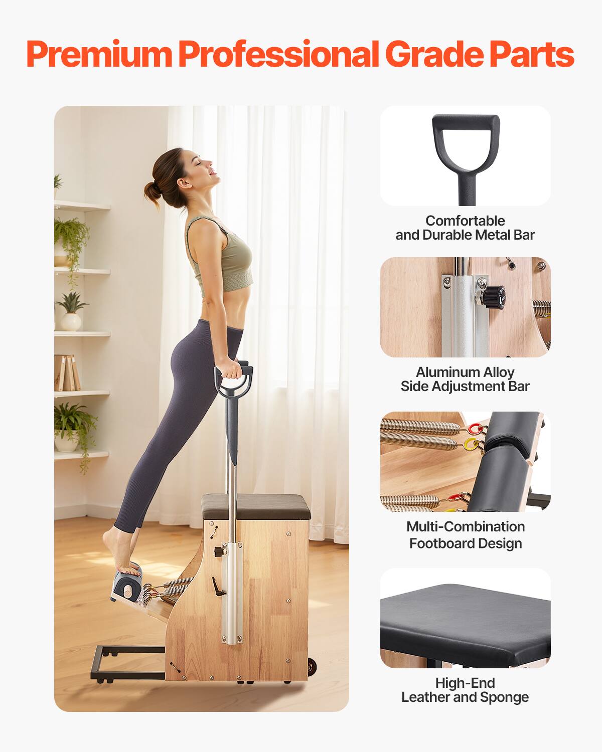 VEVOR Pilates Chair, Split Pedal Stability Combo Chairs with Handles ...
