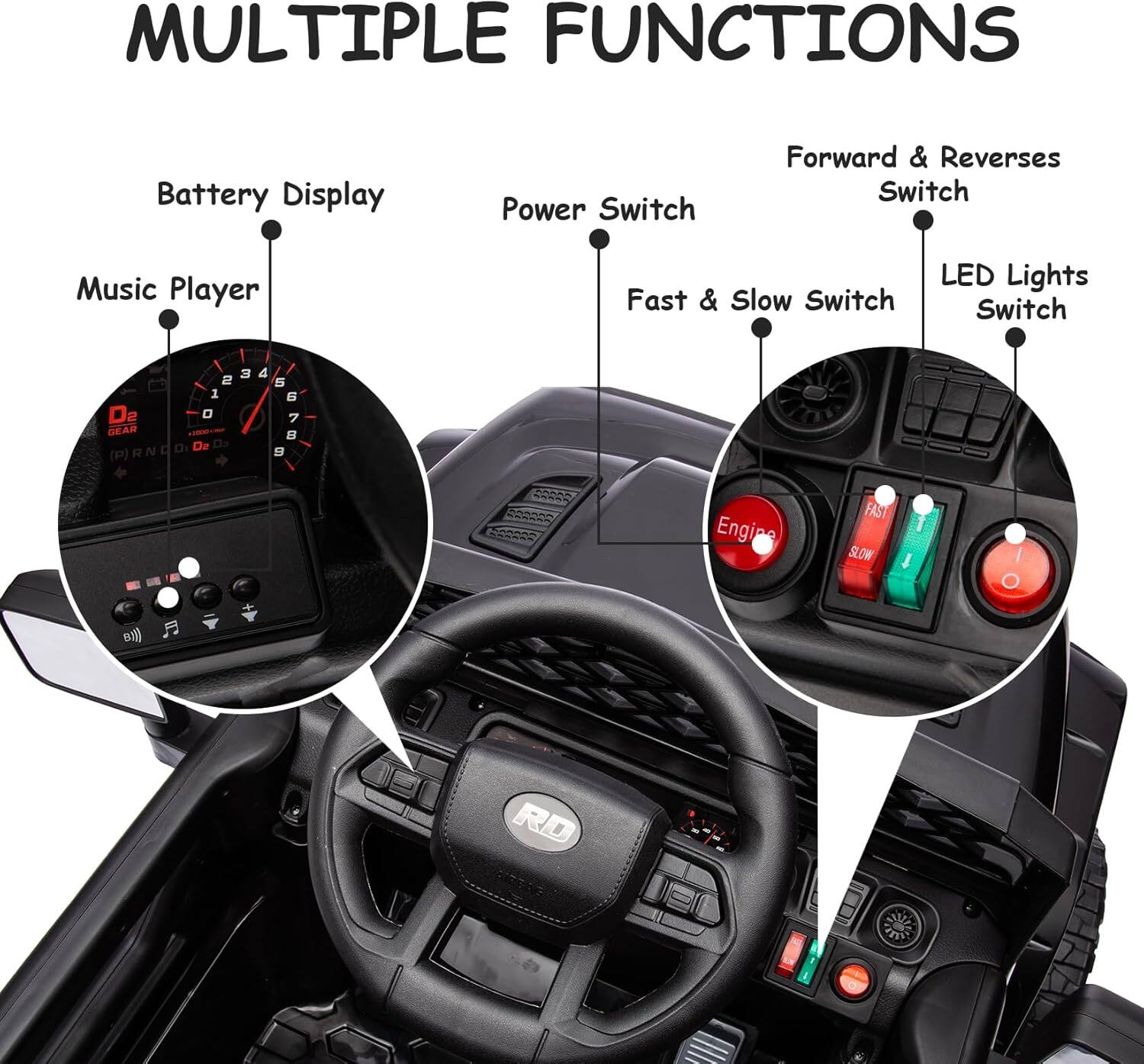 GARVEE 12V Kids Ride On Truck, Electric Car with Remote Control, Dual ...