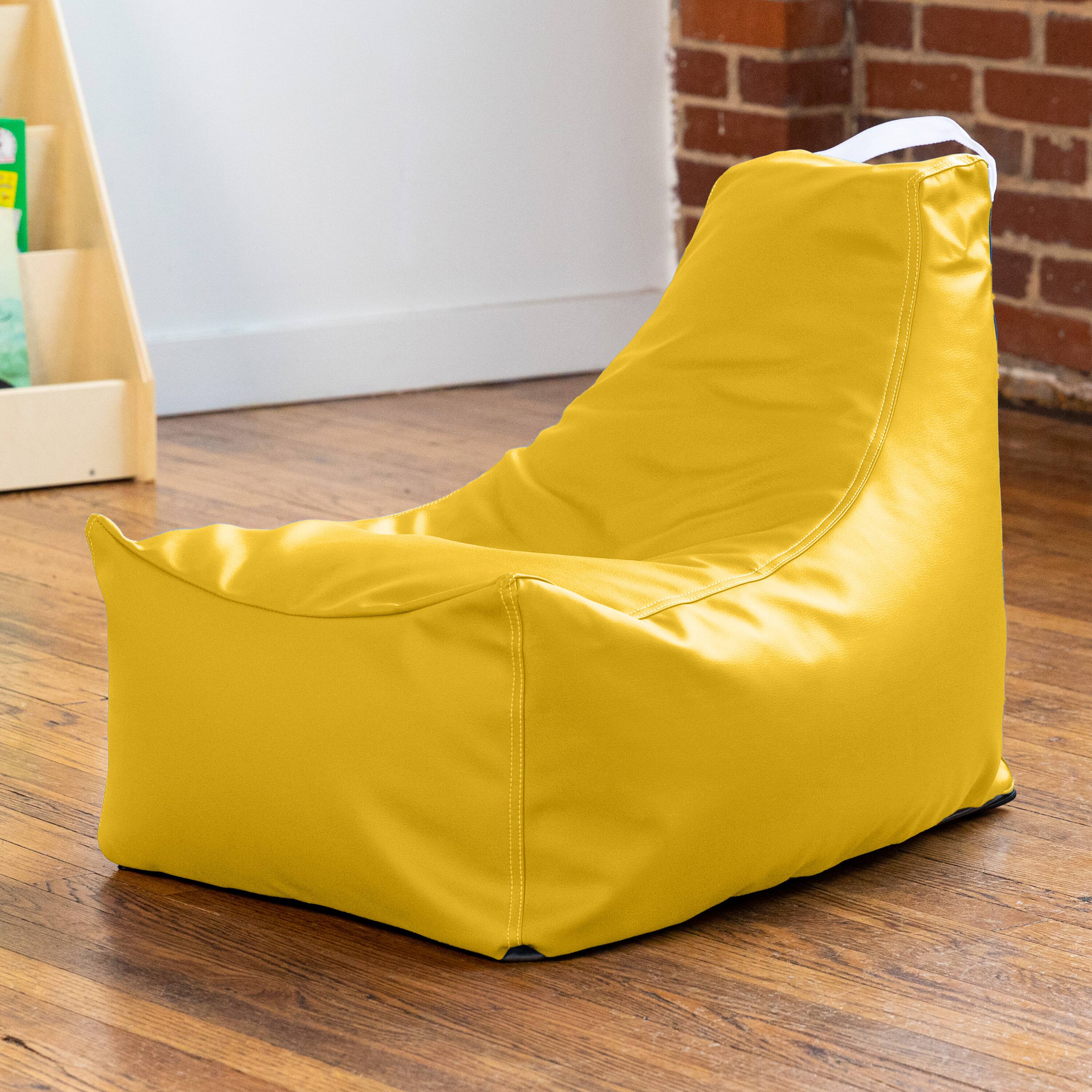 Jaxx Pezzi Jr Kids Classroom Bean Bag Chair, Premium Vinyl Yellow 16744 ...
