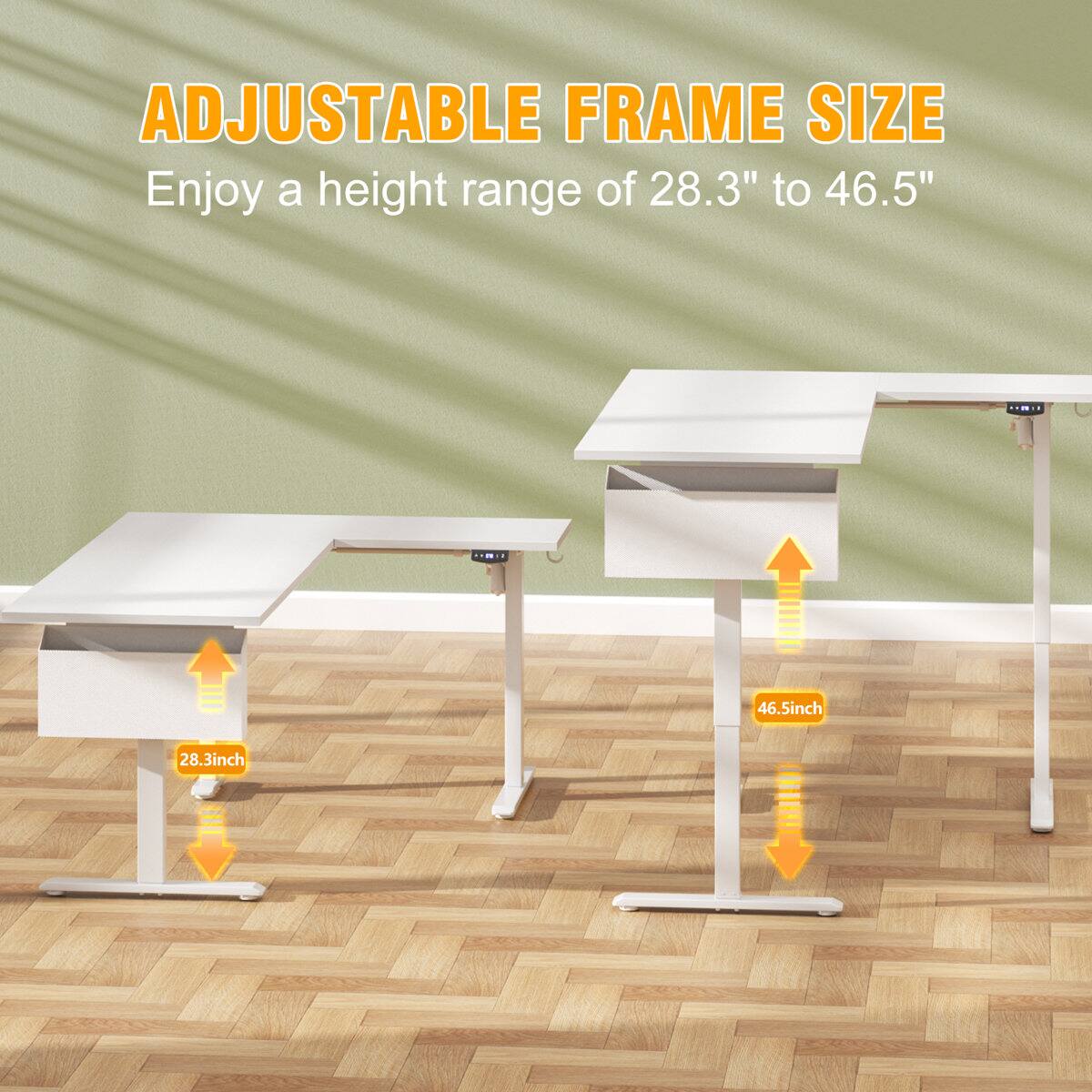 Furnulem 63 In Lshaped Standing Desk Adjustable Height Electric Desk ...