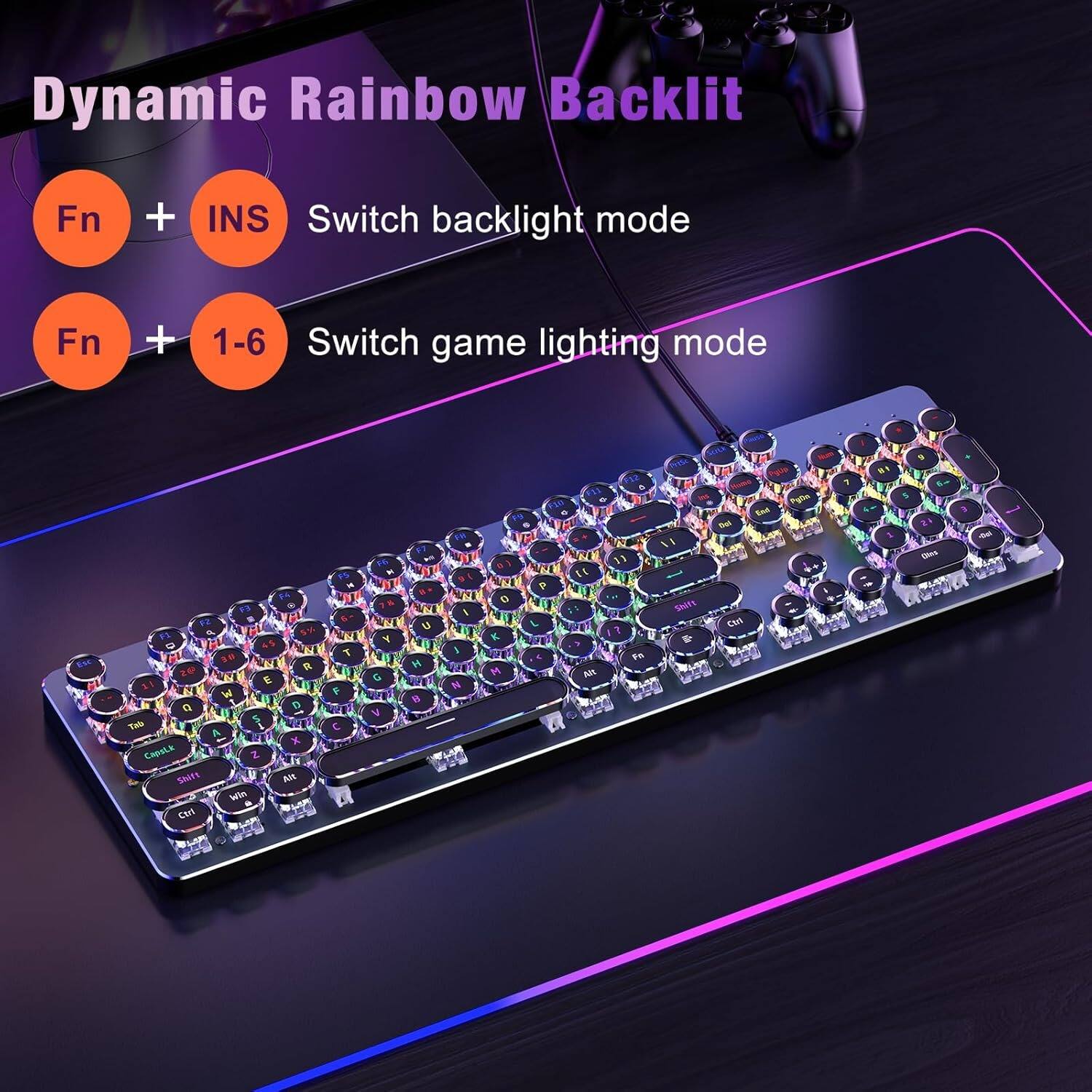 PARKER SLATER Typewriter style mechanical gaming keyboard with metal ...