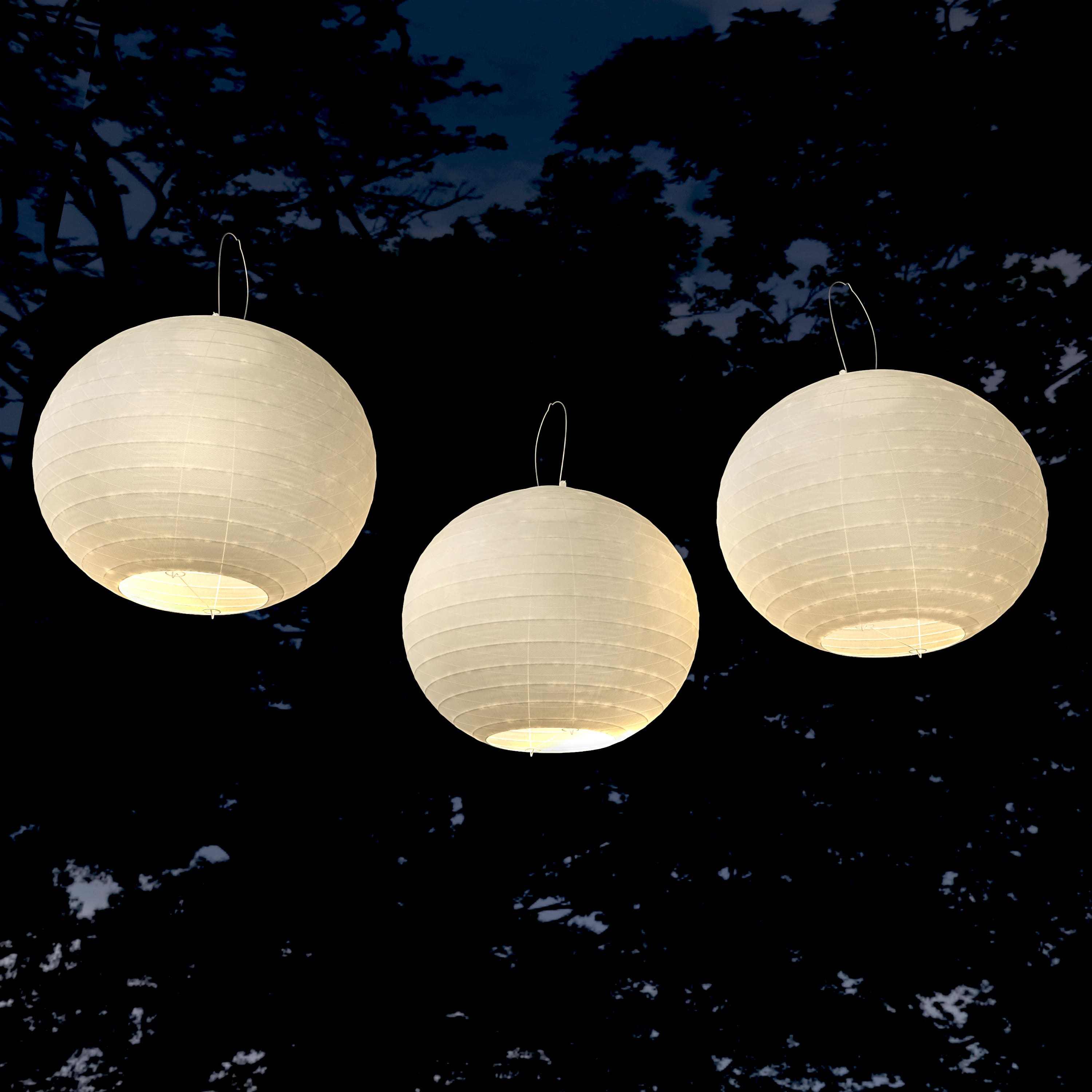 Best Buy: Nature Spring Solar LED Hanging Lantern Light Set of 3 White ...