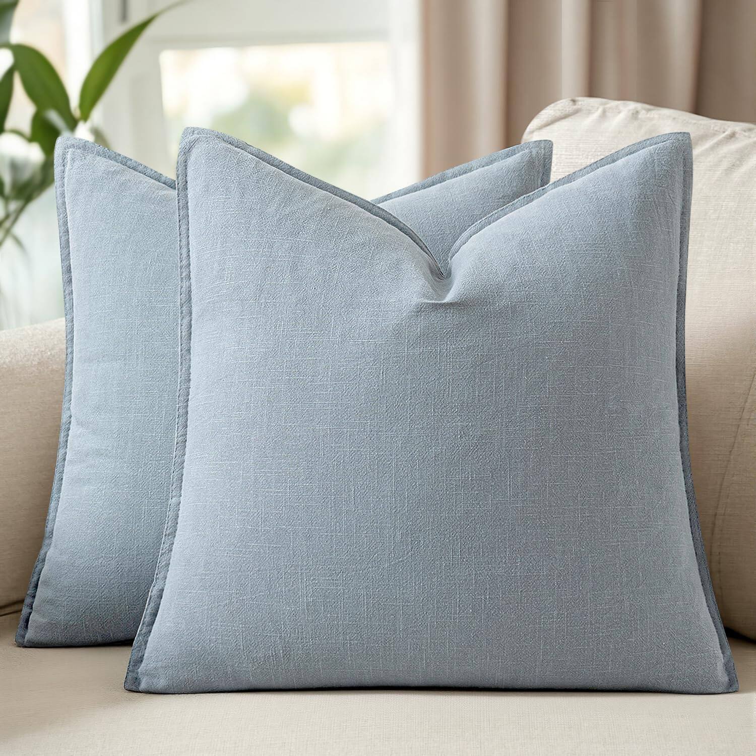 NICHOLAS KLEIN Decorative Linen Solid Throw Pillow Covers Boho Accent ...