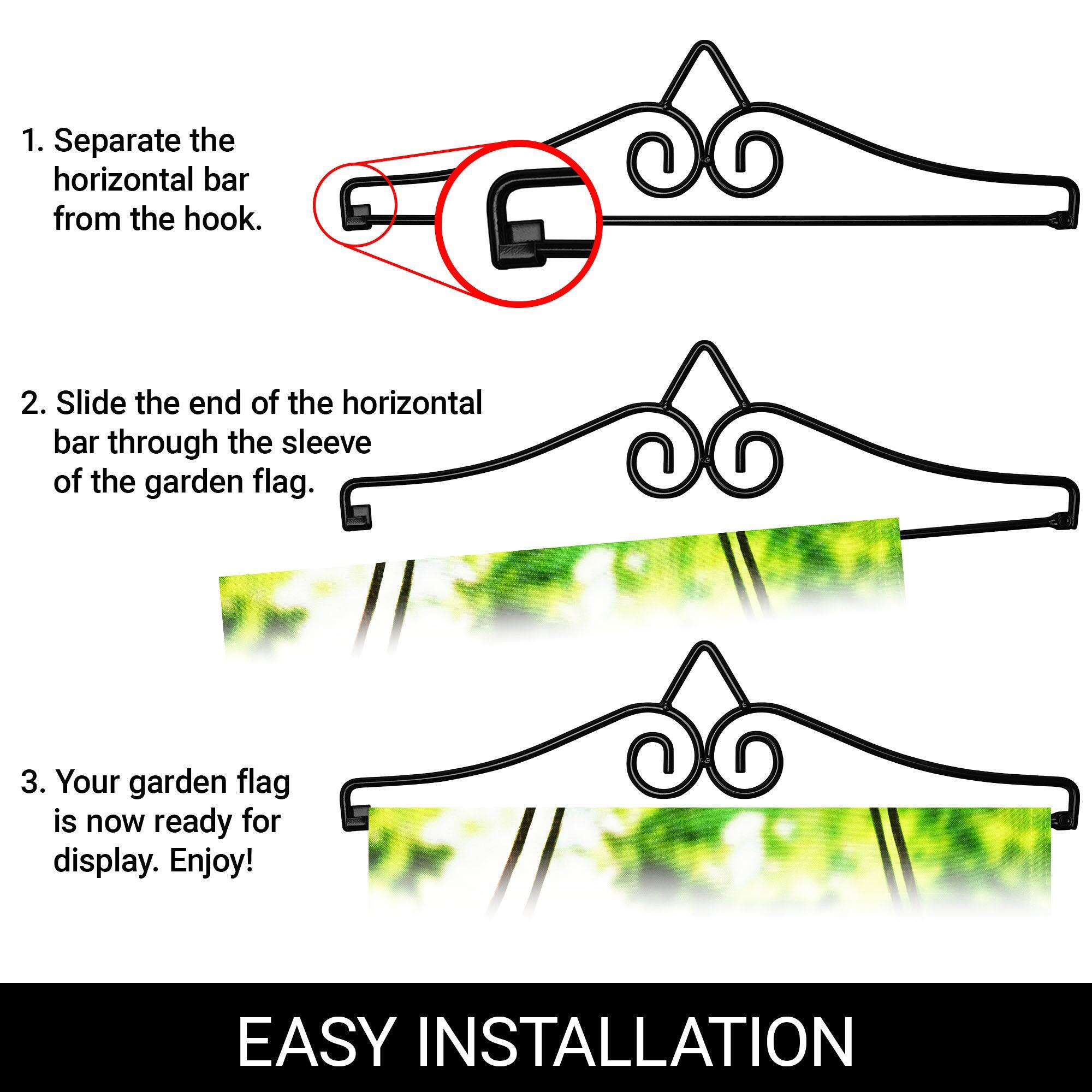 1. Separate the horizontal bar from the hook.2. Slide the end of the ...