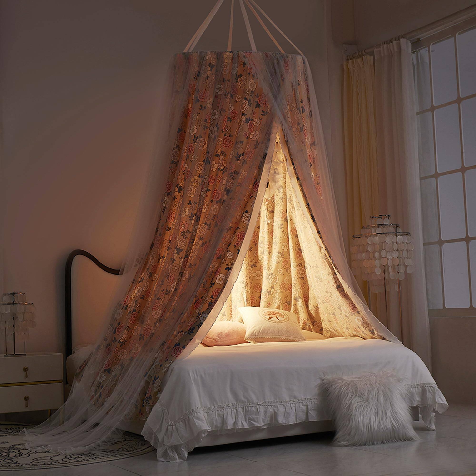 Paradigms Interiors Double Layer Princess Round Dome Bed Curtain For ...