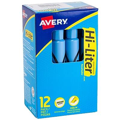 Avery Hi Liter Tank Highlighters, Chisel Tip, Blue, Dozen (07746) 07746 ...