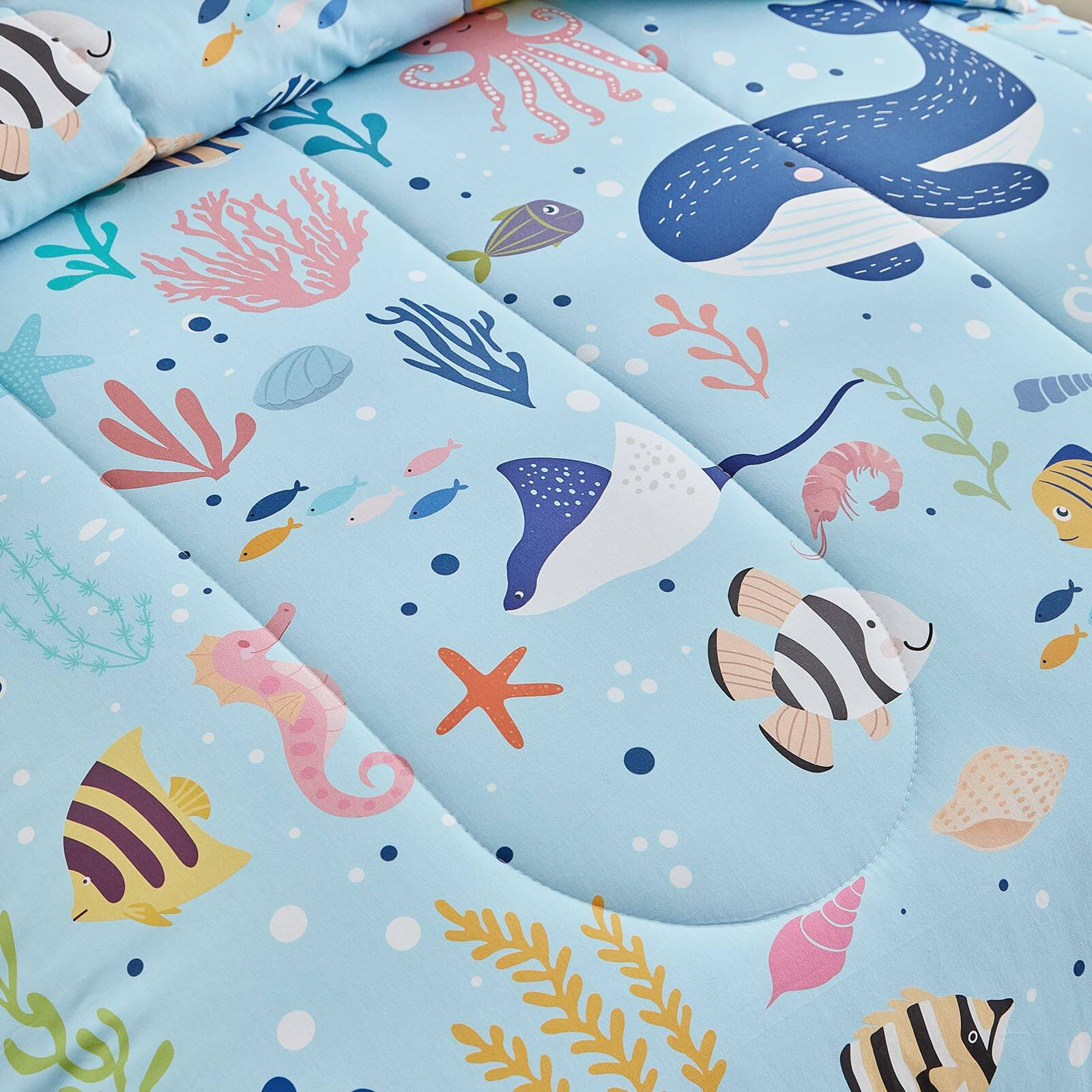 Earthley Blooms 3pcs Cotton Size Comforter Set For World Of The Sea ...