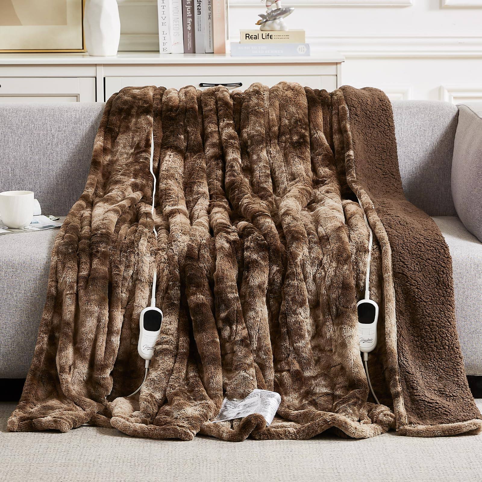 NICHOLAS KLEIN Heated Blanket Electric Throw 50"x60" Heating 1/2/4/6/8 ...
