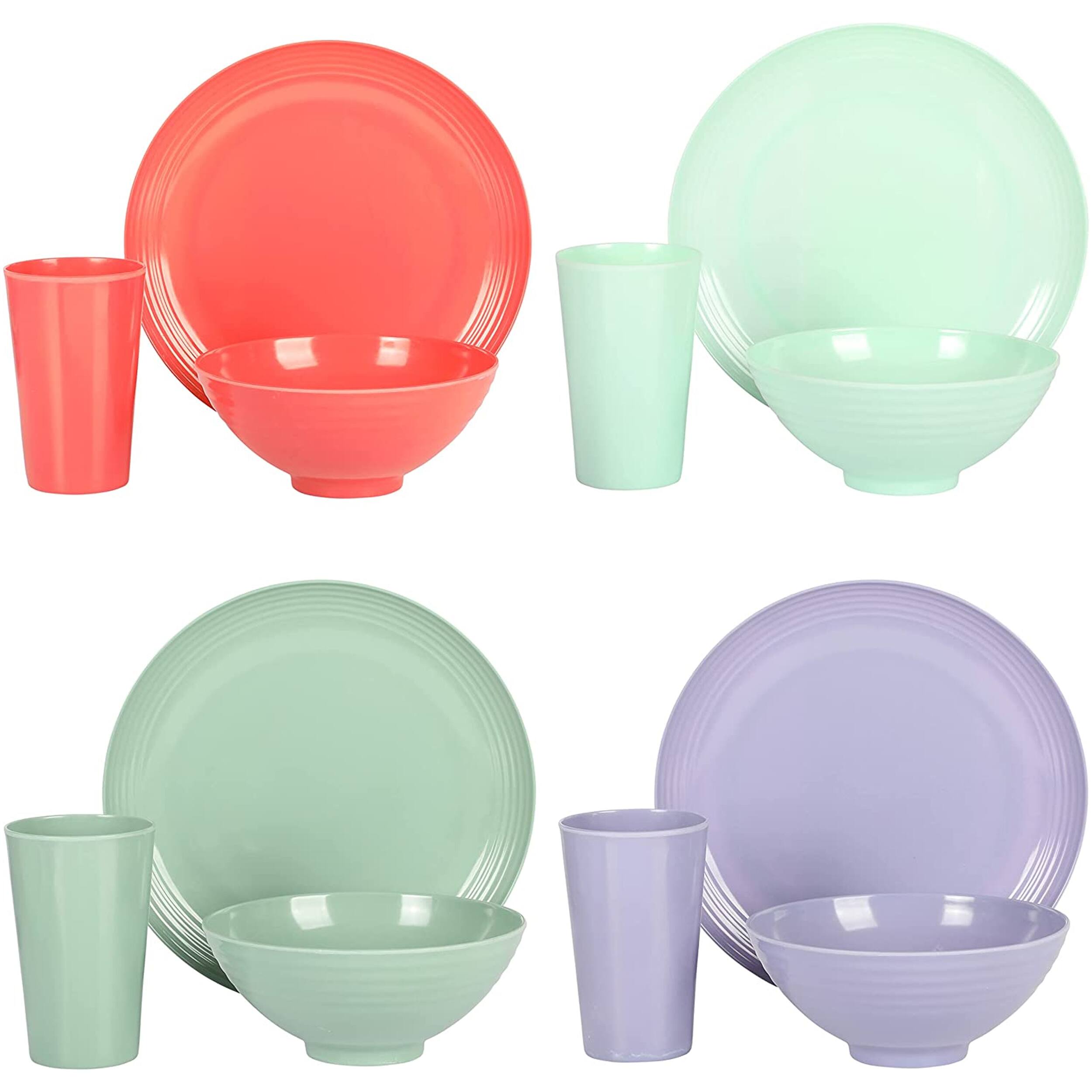 Gibson Home Zelly 12 Piece Round Melamine Dinnerware Set in Assorted ...