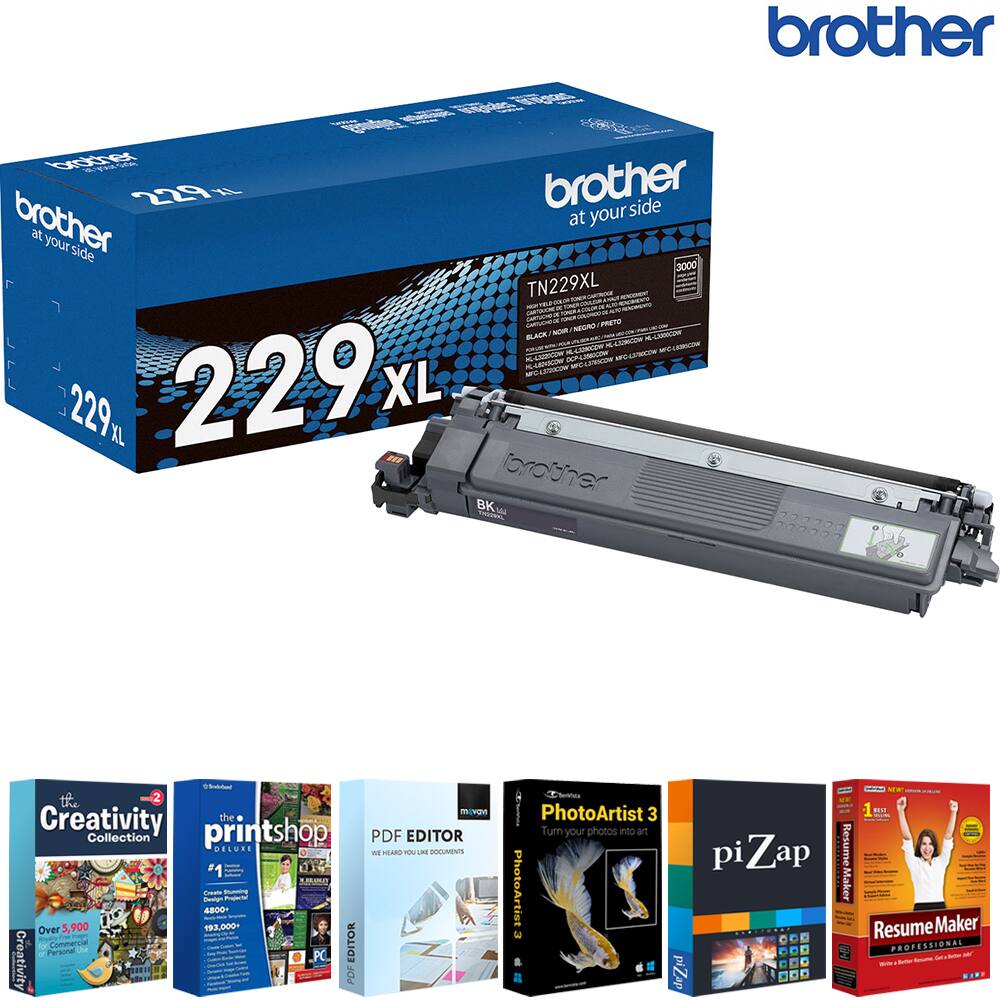 Brother TN229XLBK Genuine High Yield Toner Cartridge Black with Printer ...