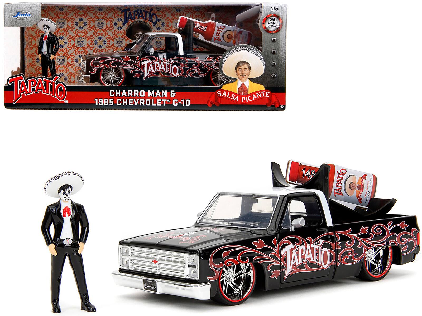 Jada 1985 Chevrolet C 10 Pickup Truck Black with White Top and Graphics ...