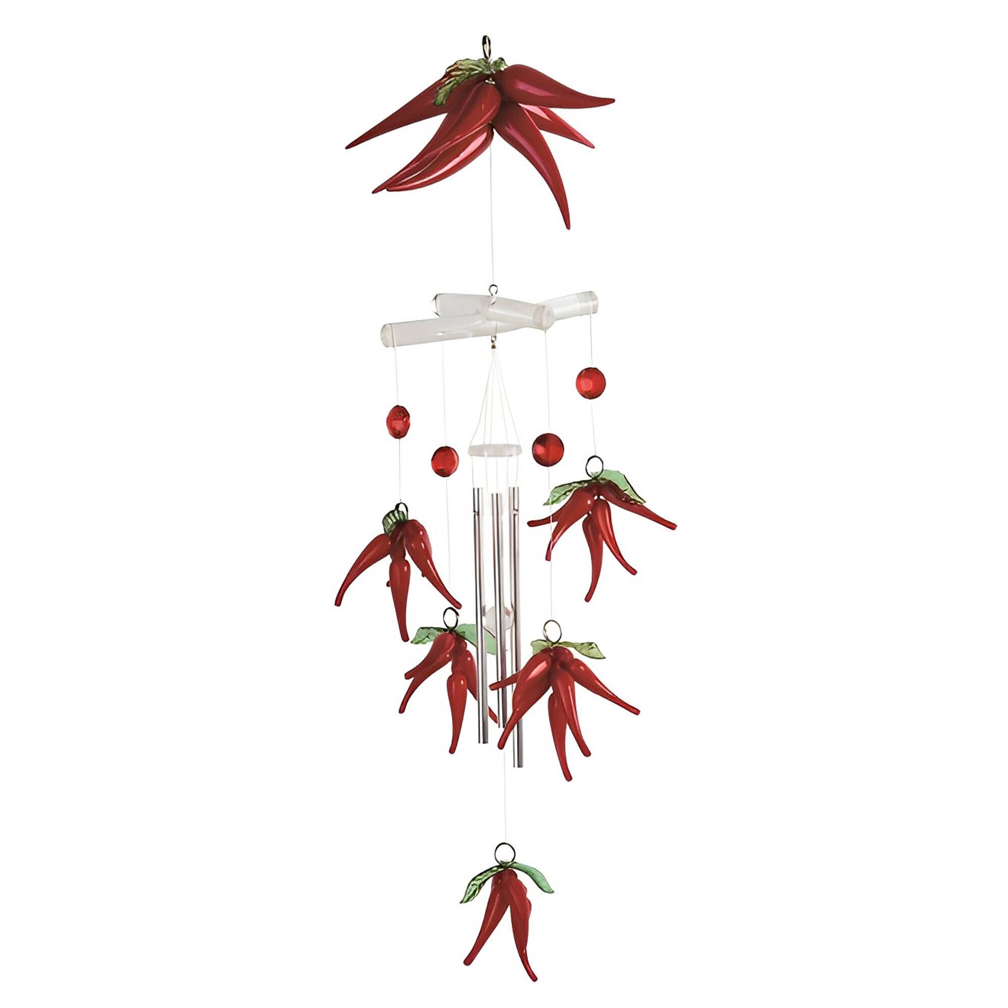 FC Design 19" Long Red Pepper Acrylic Mobile Wind Chime Outdoor Patio ...