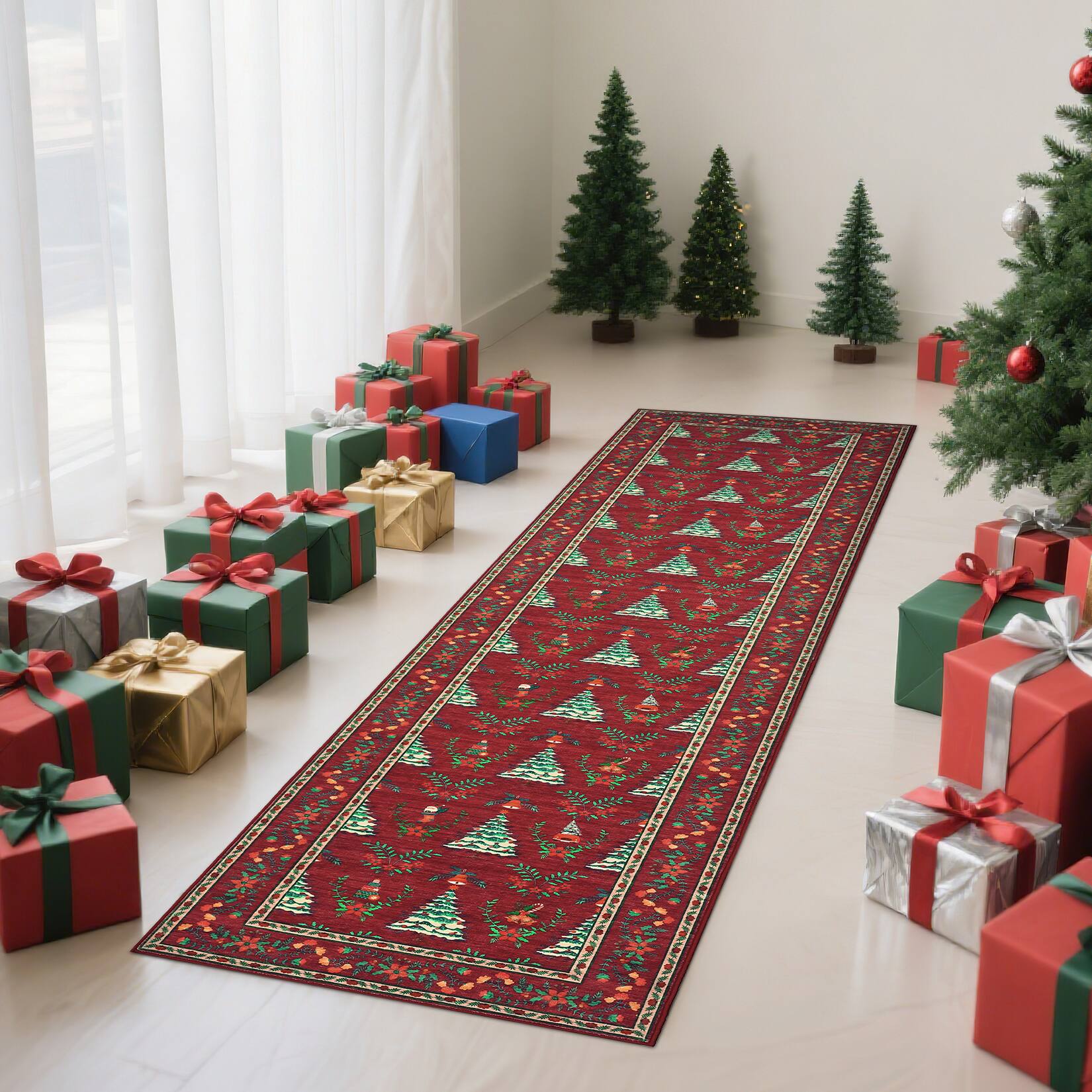 GARVEE Christmas Tree Accent Area Rug for Bedroom Classic Holiday Soft ...