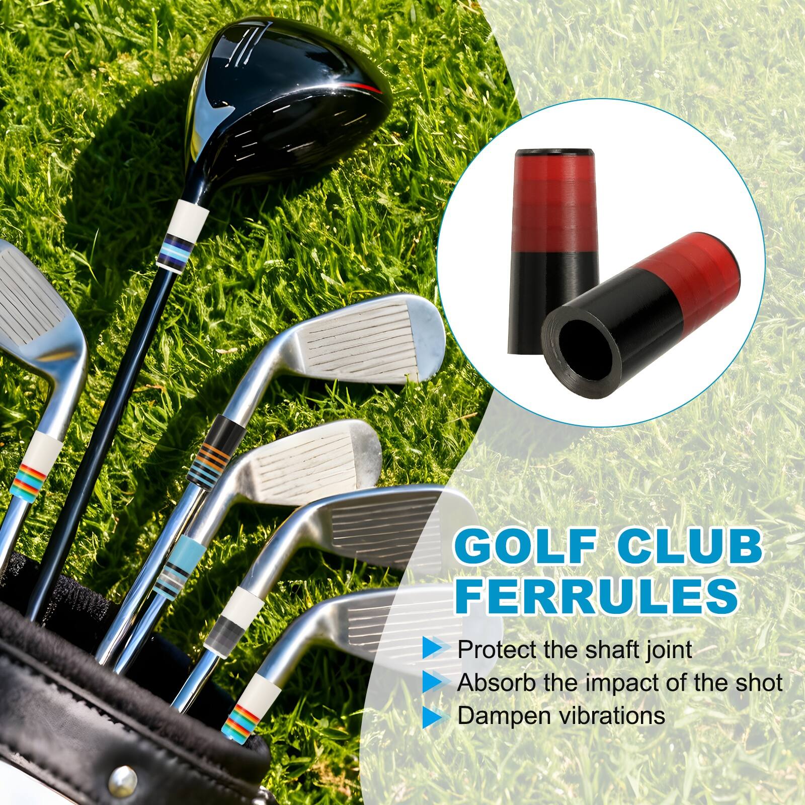 Unique Bargains Golf Iron Ferrules, Golf Club Ferrules Fits 0.35In ...